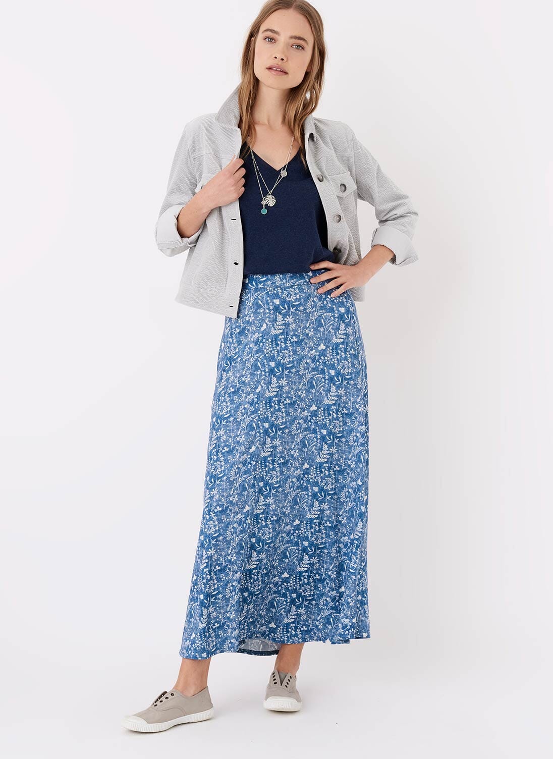 Chambray Floral Liberty Print Maxi Jersey Skirt | Skirts | Brora