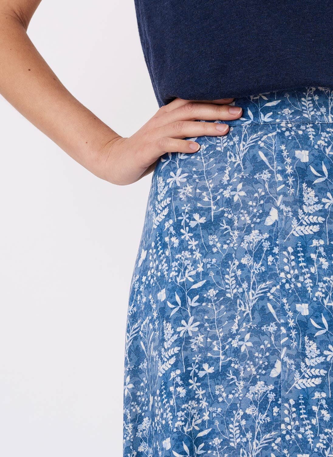 Chambray Floral Liberty Print Maxi Jersey Skirt | Skirts | Brora