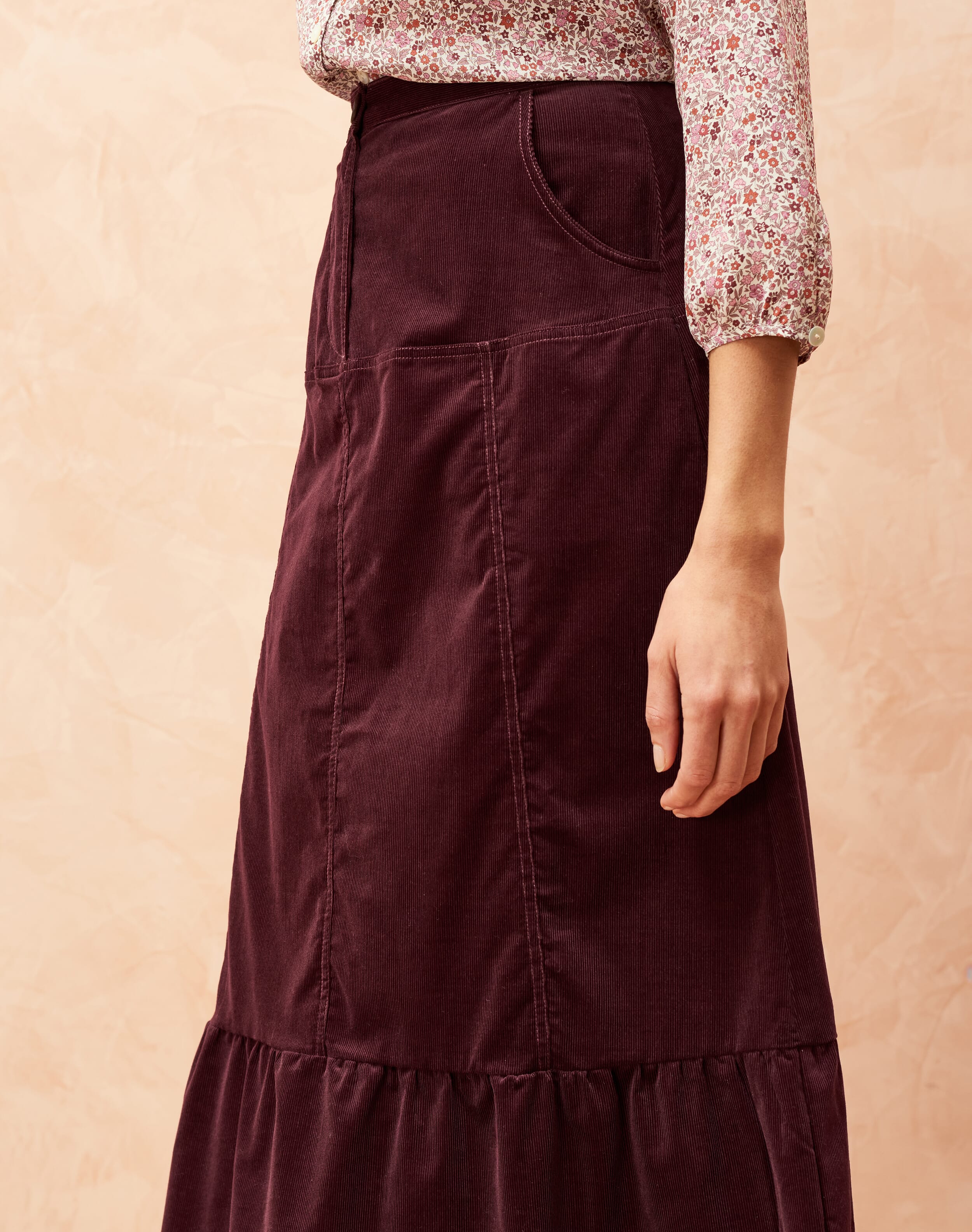 Needlecord Utility Skirt in Damson | Corduroy | Brora