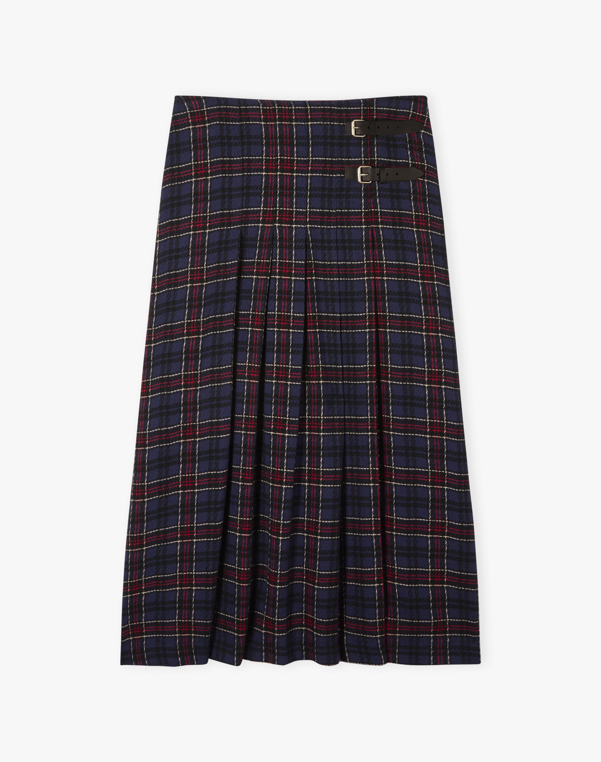 Plaid Pleated Kilt in Navy & Ruby | Bestsellers | Brora Sale