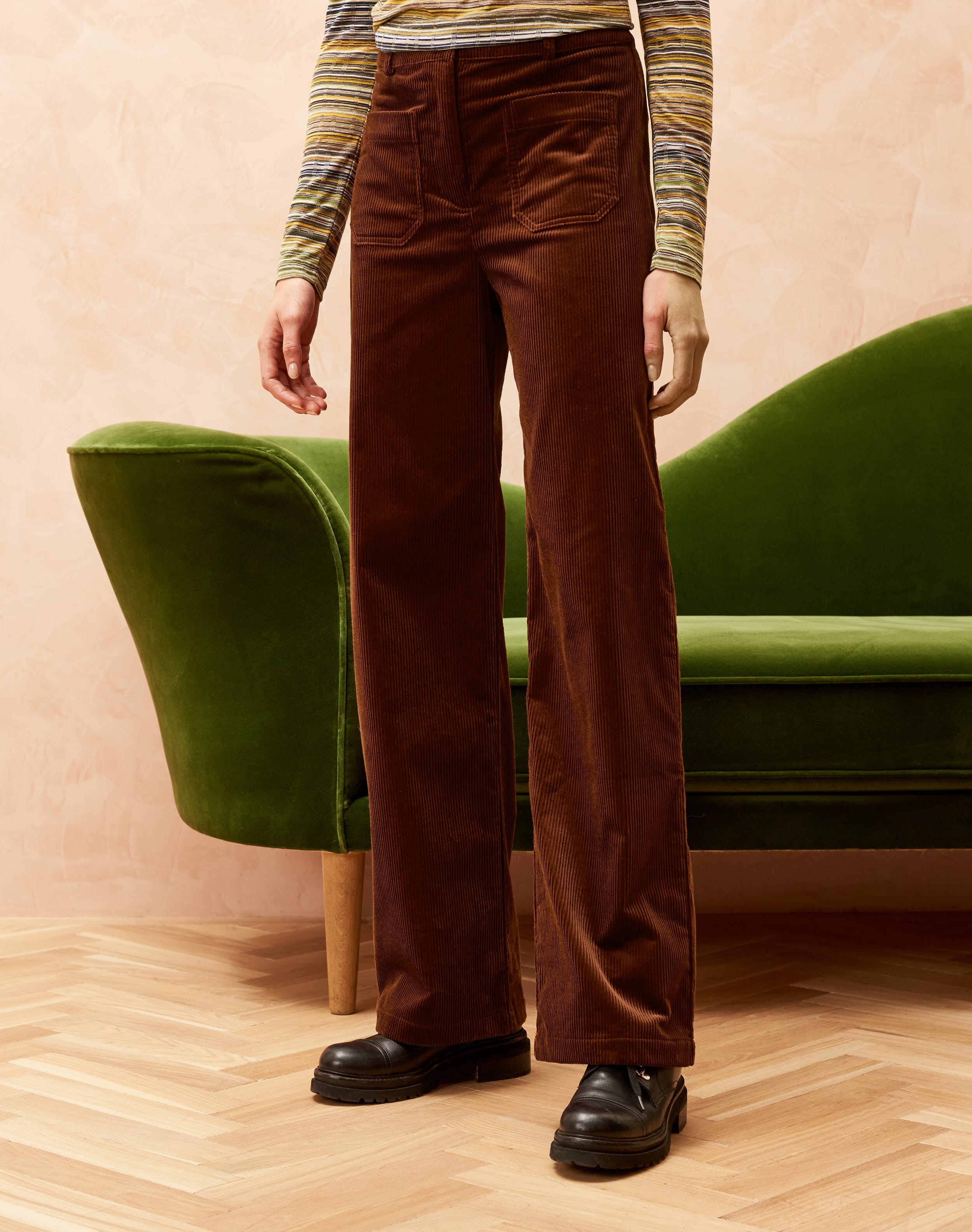 Corduroy Wide Leg Trousers in Conker | Womenswear | Brora