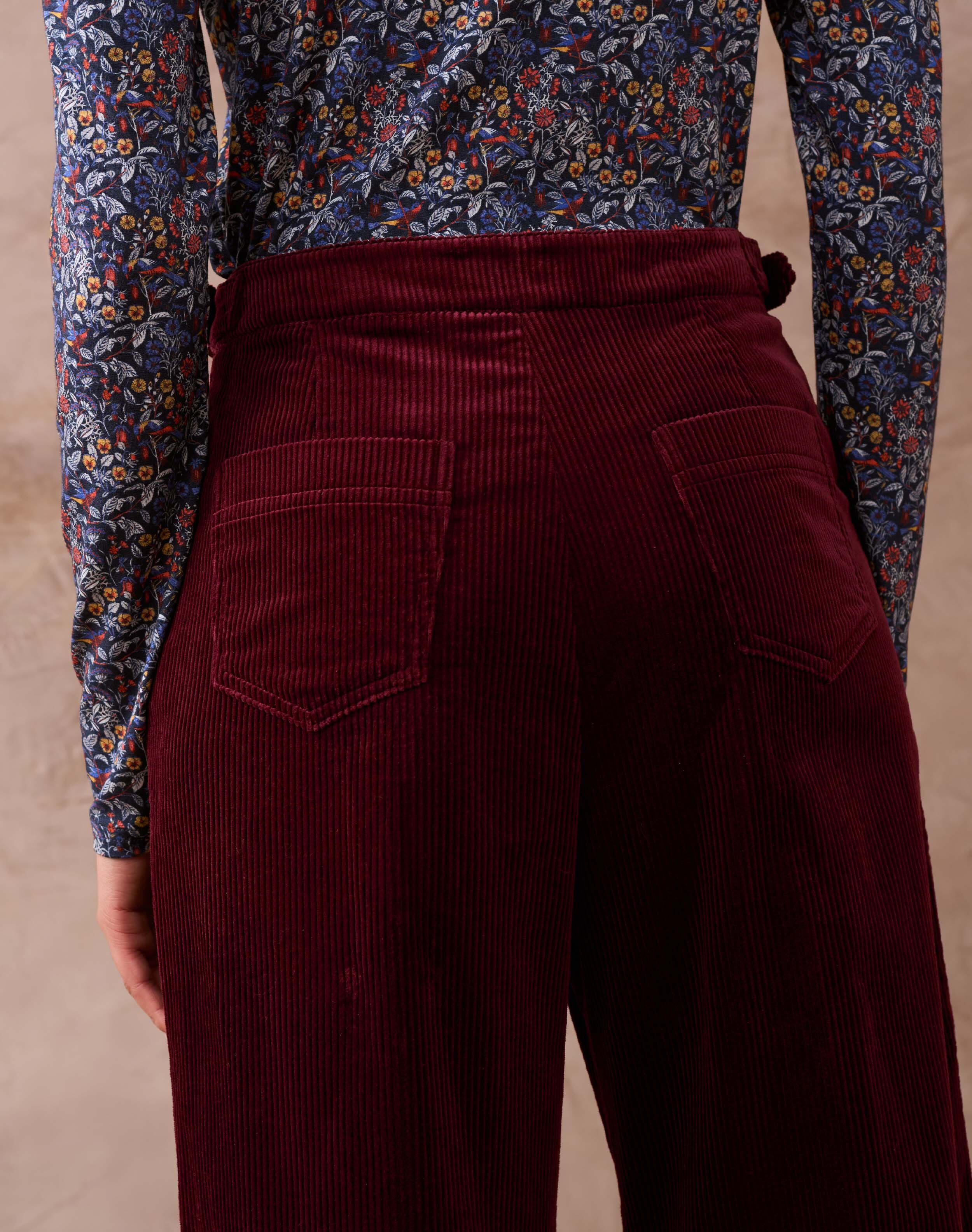 Women's Burgundy Corduroy Wide Leg Trousers | Brora Sale