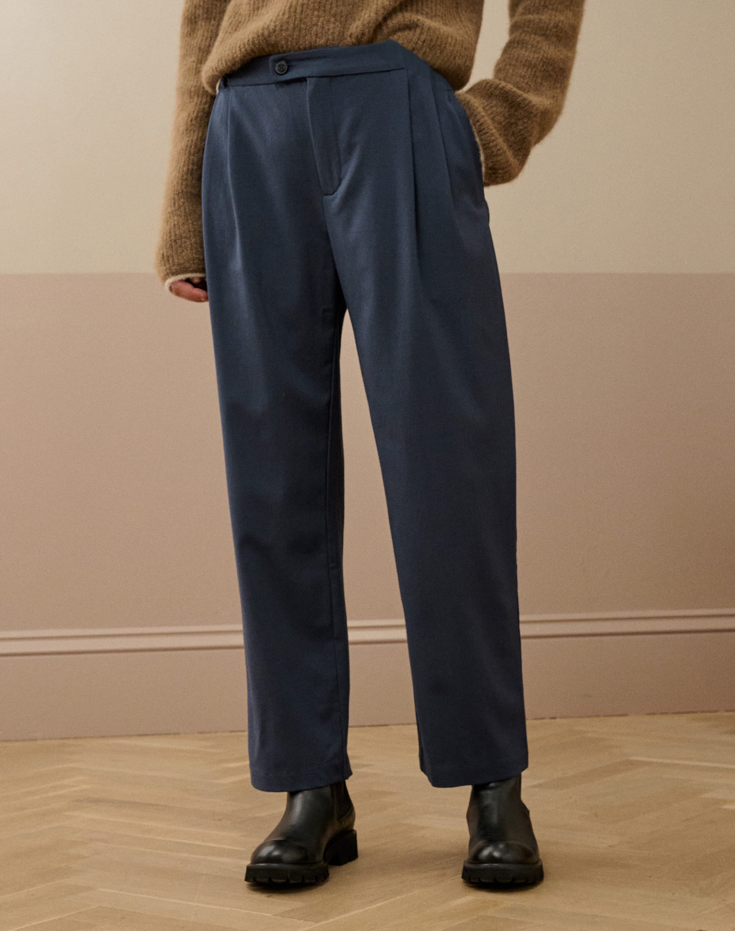 Tailored Boyfriend Trousers in Midnight | Womenswear | Brora