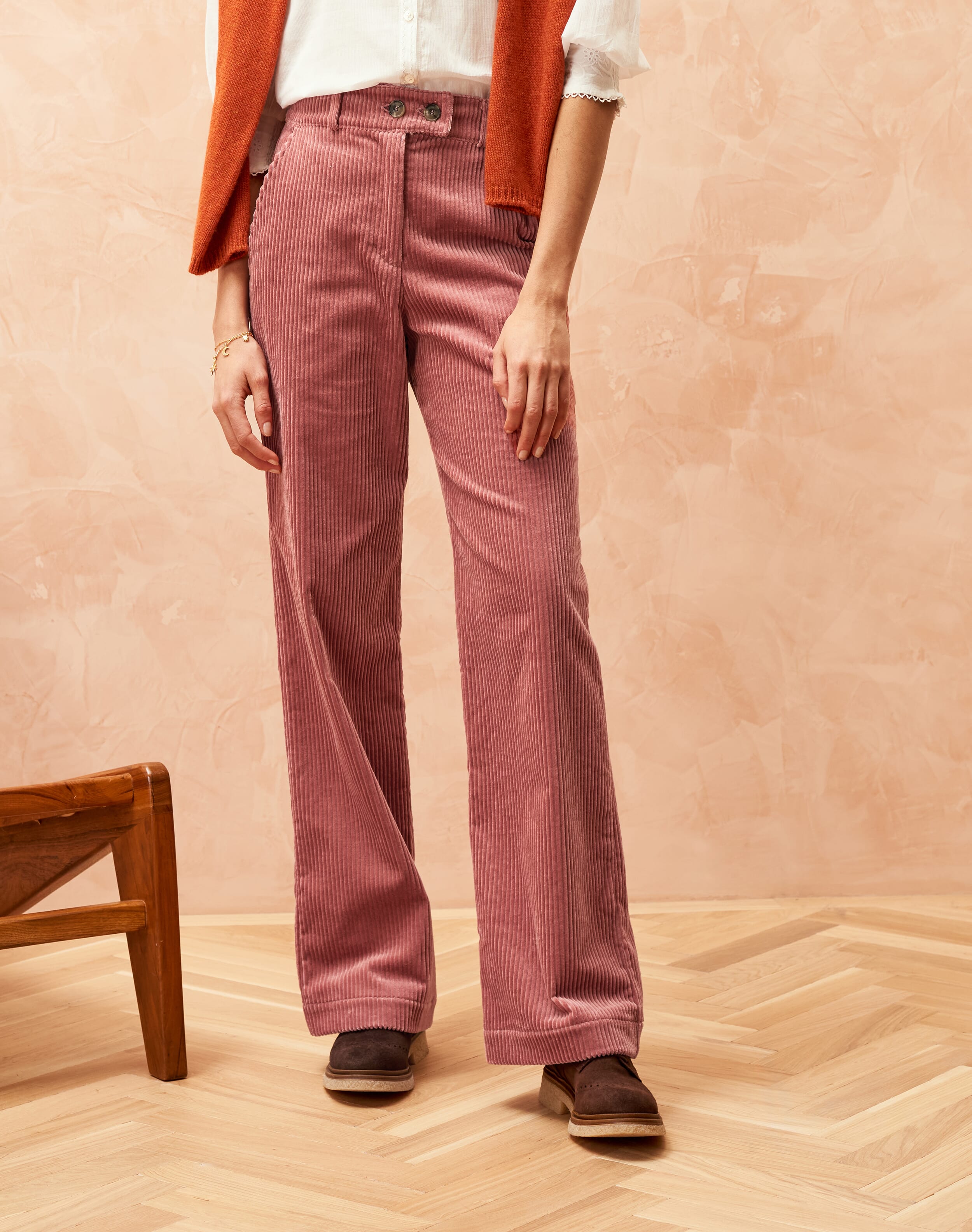Jumbo Cord Trousers in Shell | Italian Corduroy | Brora