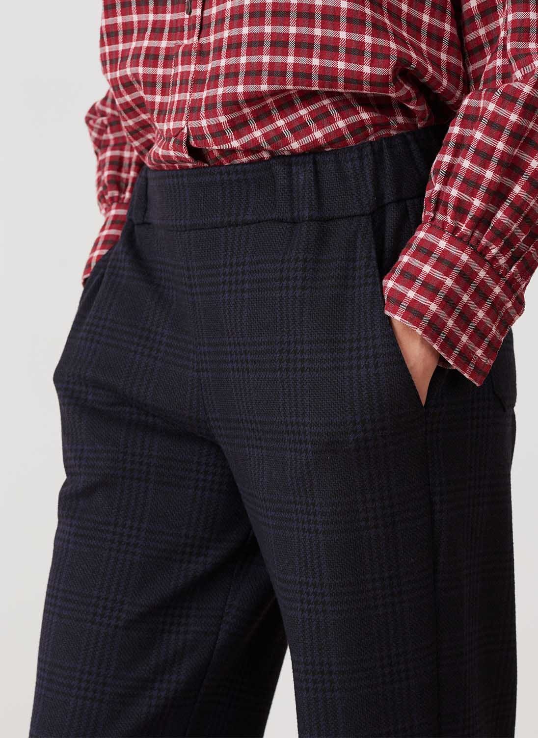 Midnight Pull On Checked Trousers | Women's Trousers | Brora