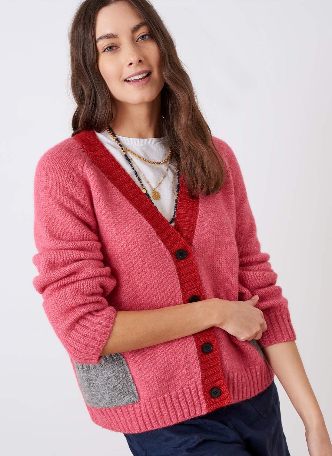 Candy Alpaca Colour Block Cardigan | Women's Cardigans | Brora