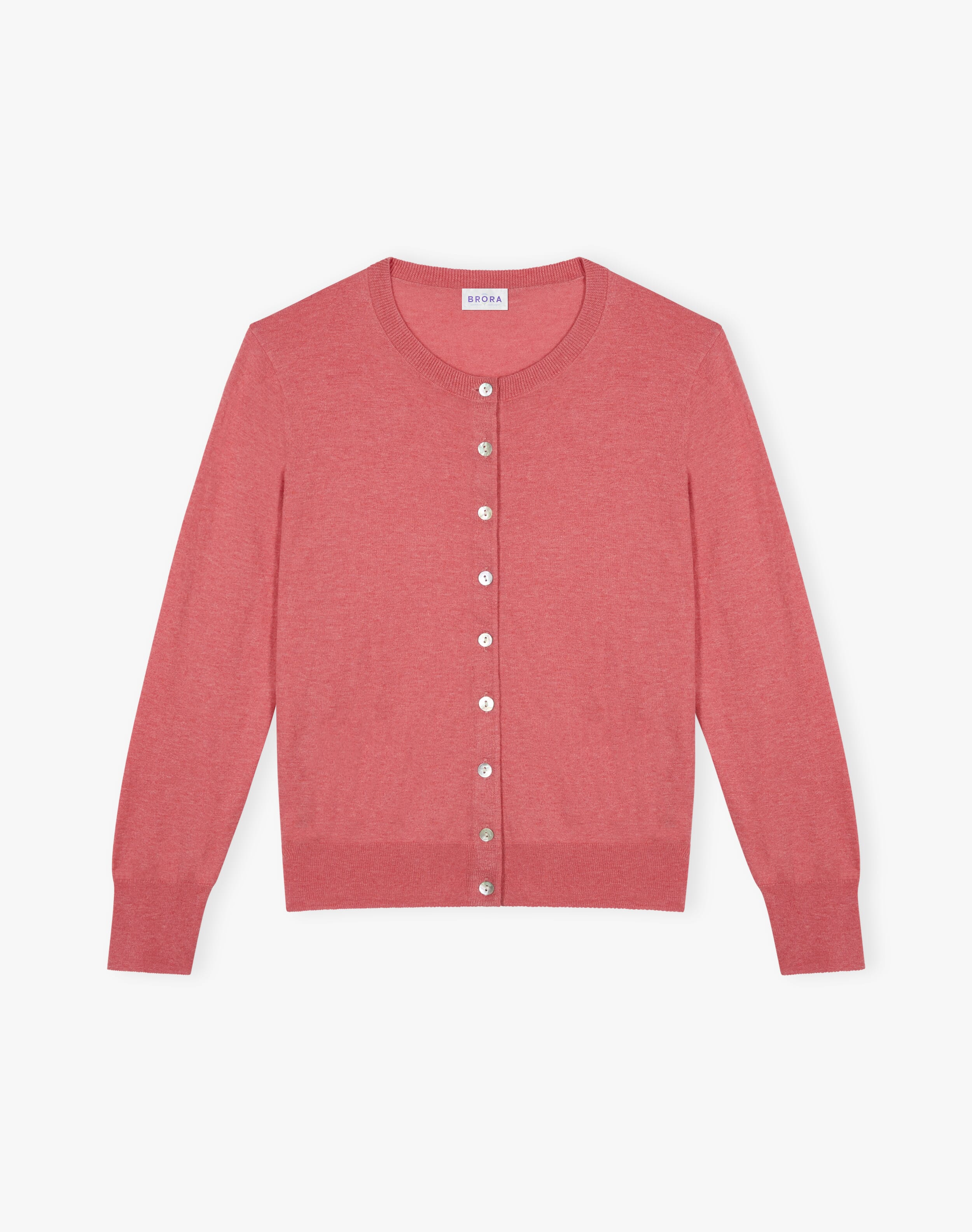 Cotton Knit Cardigan in Coral | Layering Staples | Brora Clearance