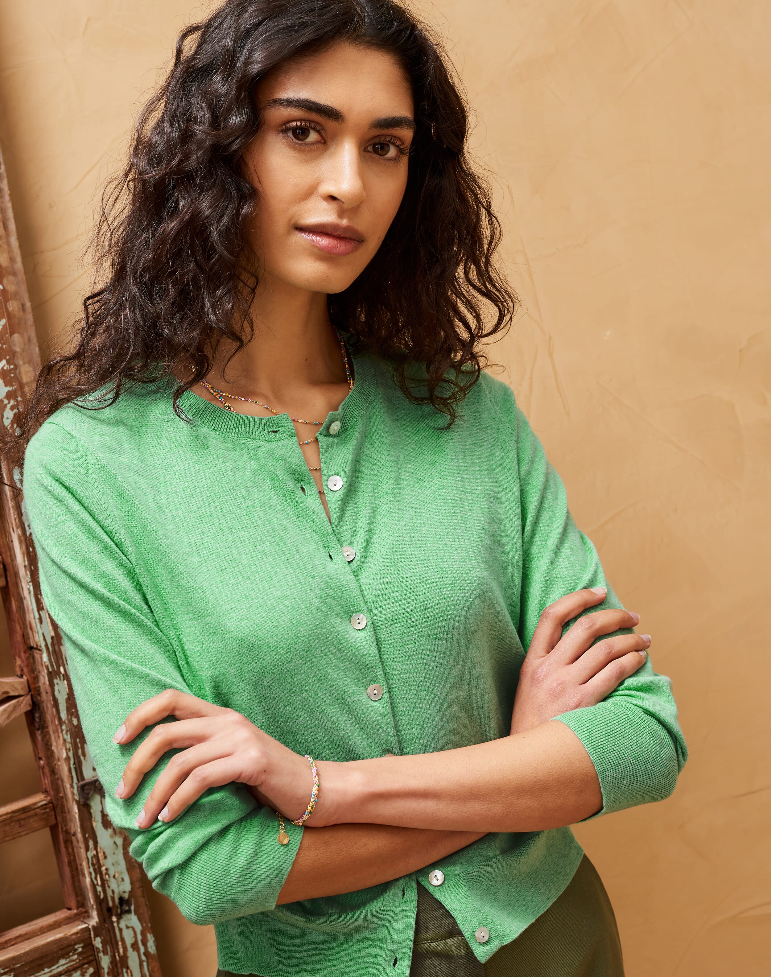 Mint Green Cotton Knit Cardigan | Women's Cardigans | Brora Fashion