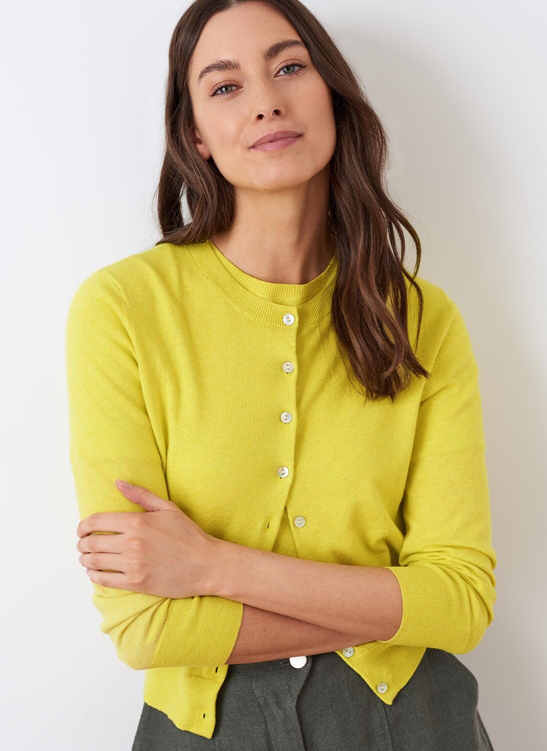 Lemon Cotton Knit Cardigan | Women's Cotton Cardigans | Brora