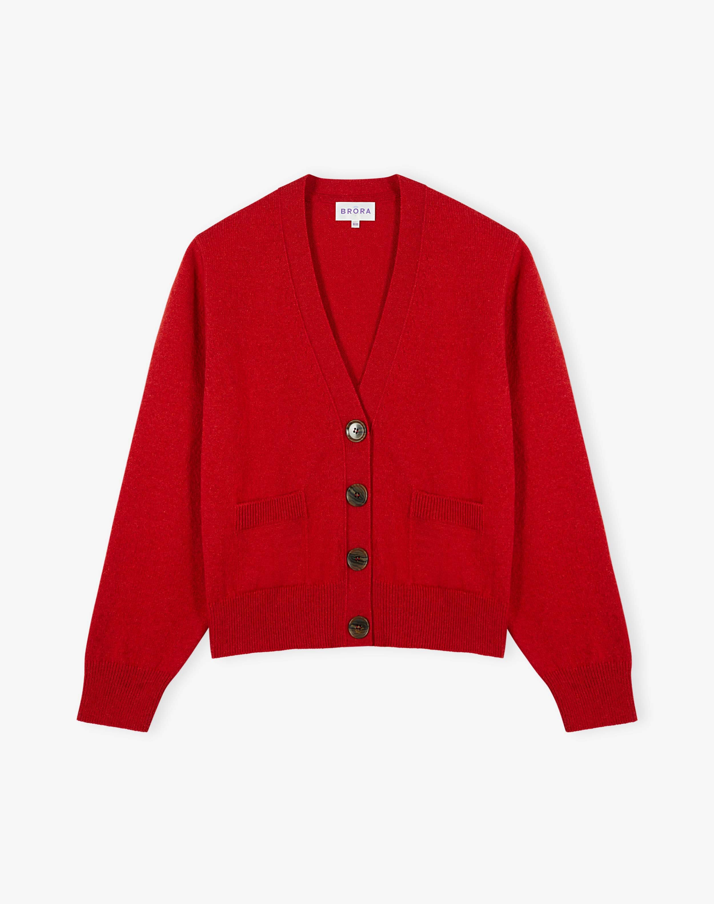 Red Lambswool Pocket Cardigan | Women's Cardigans | Brora Sale