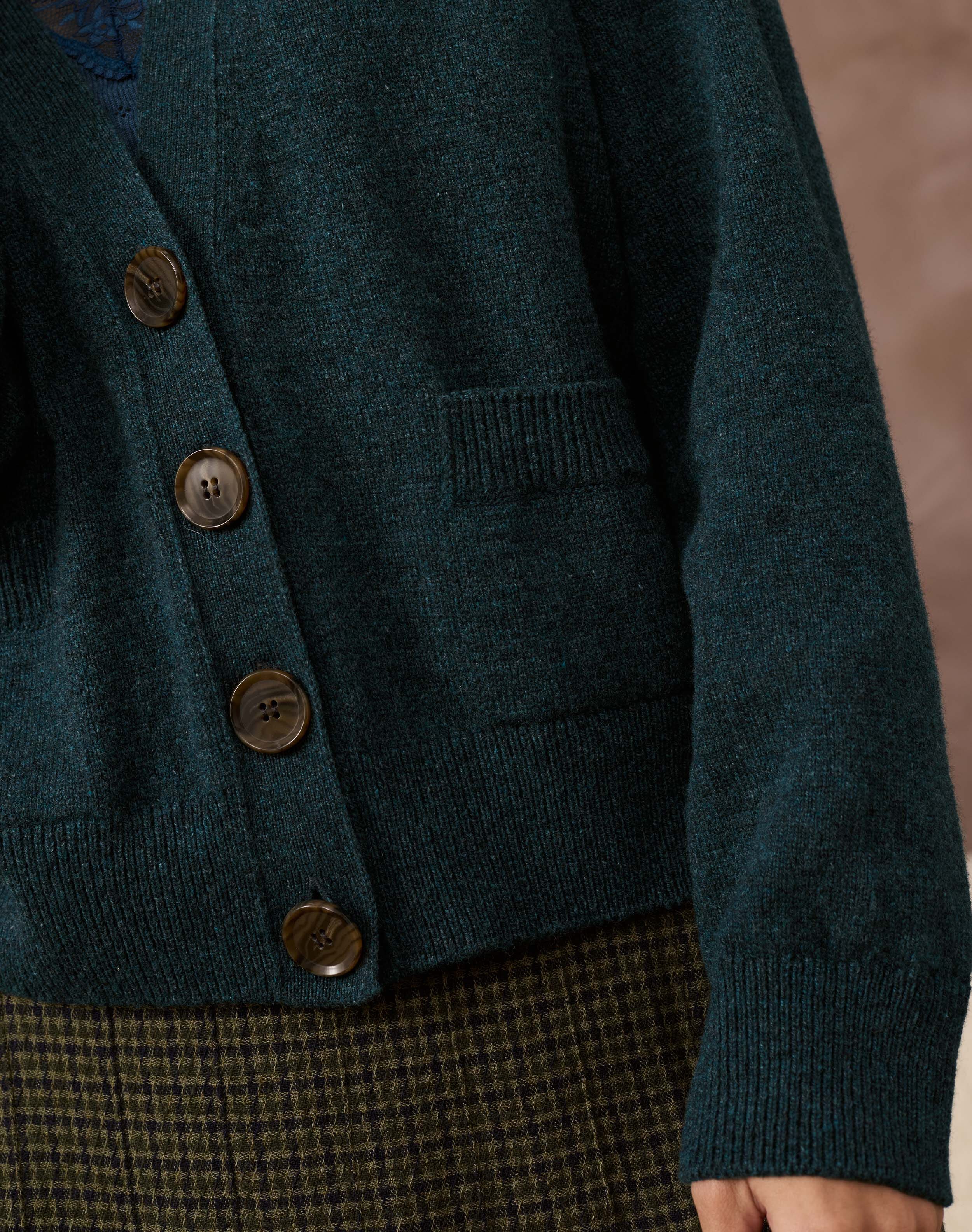 Green Lambswool Pocket Cardigan | Women's Cardigans | Brora Sale