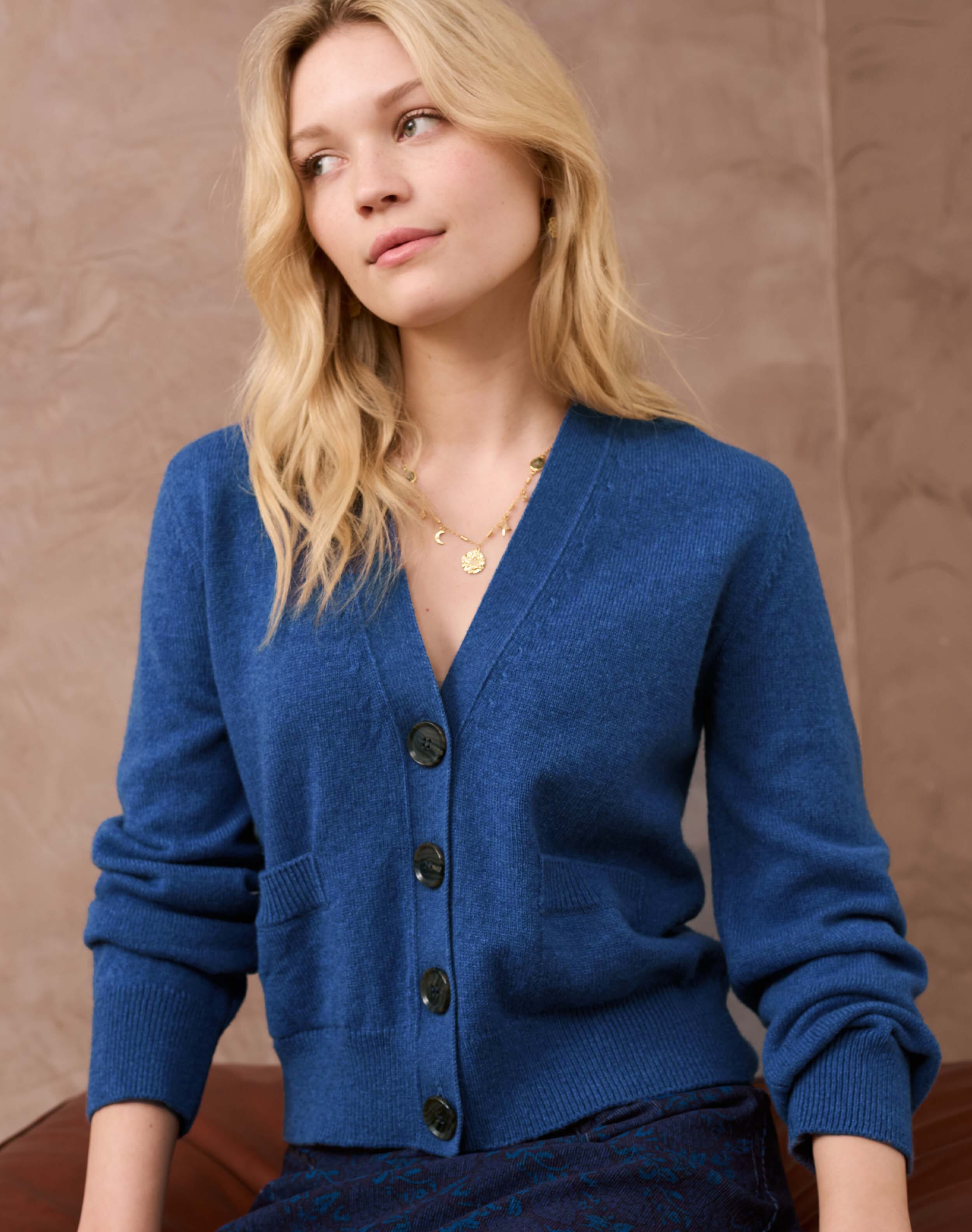 Blue Lambswool Pocket Cardigan | Women's Cardigans | Brora Sale