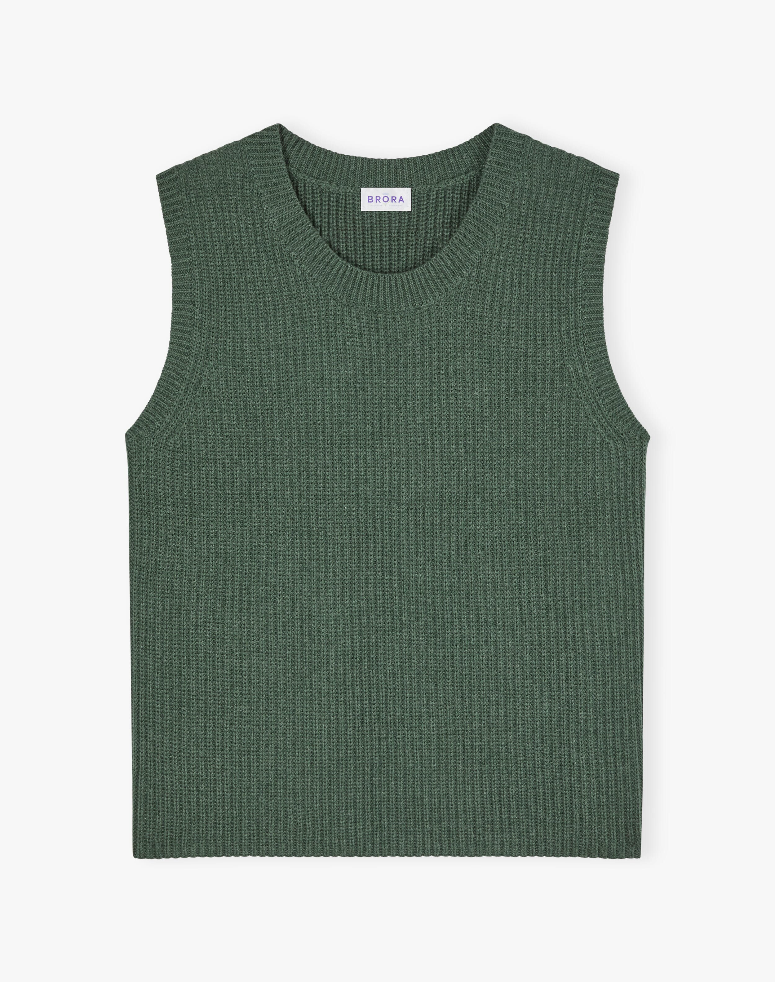Cotton Knit Ribbed Tank in Olive | Women's Tanks | Brora