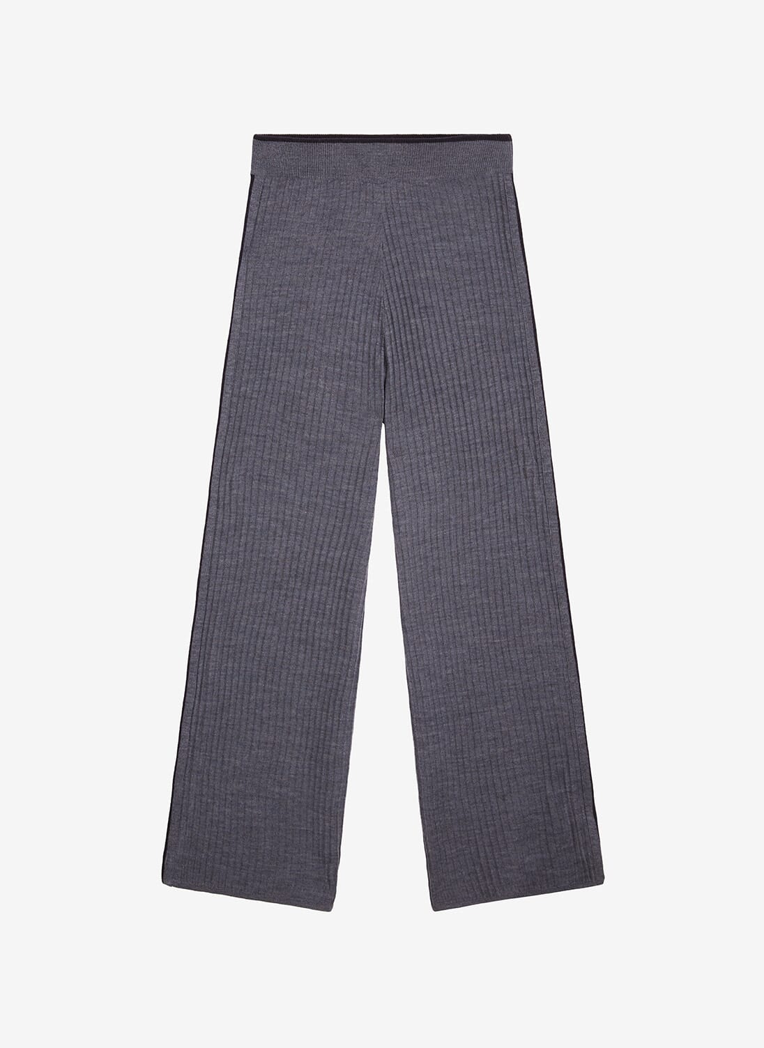 Pewter Merino Ribbed Pull On Trousers | Loungewear | Brora