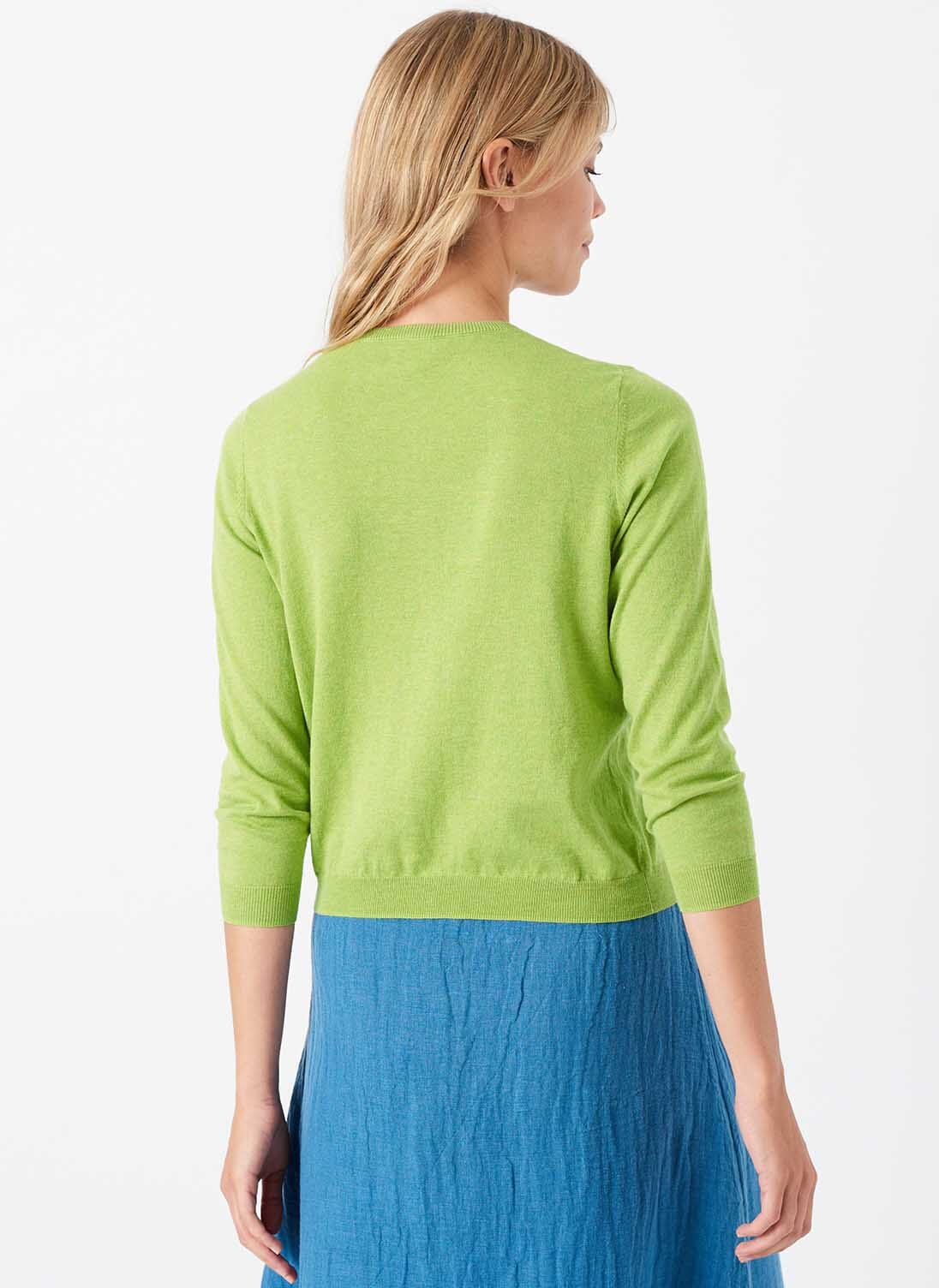 Lime Cotton Knit Cardigan| Women's Cardigans | Brora