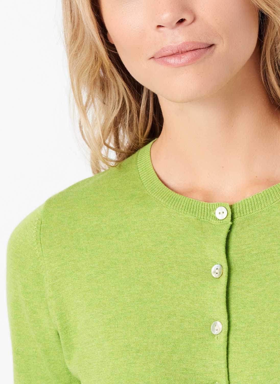 Lime Cotton Knit Cardigan| Women's Cardigans | Brora