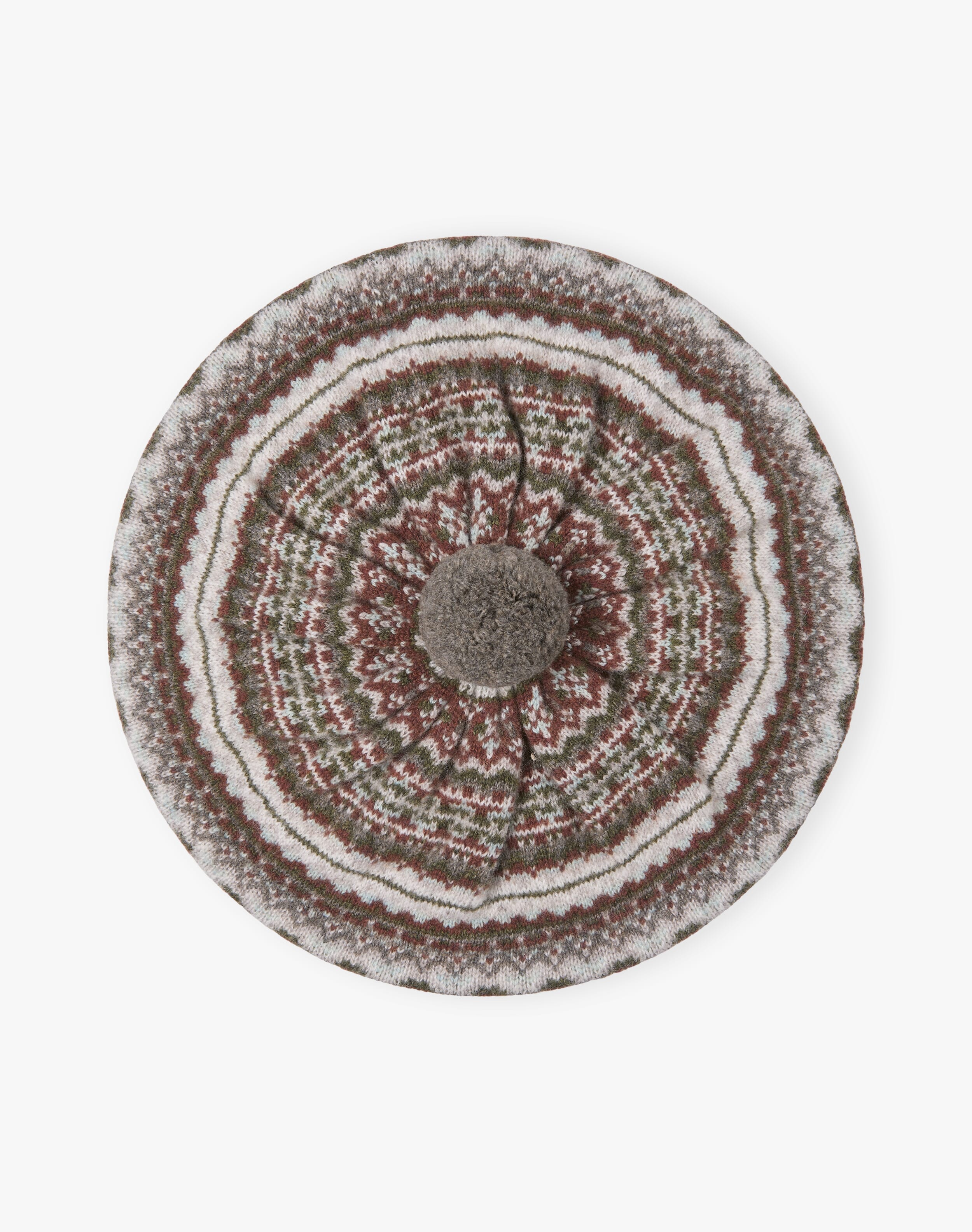 Cashmere Fair Isle Beret | Mushroom | Brora Sale