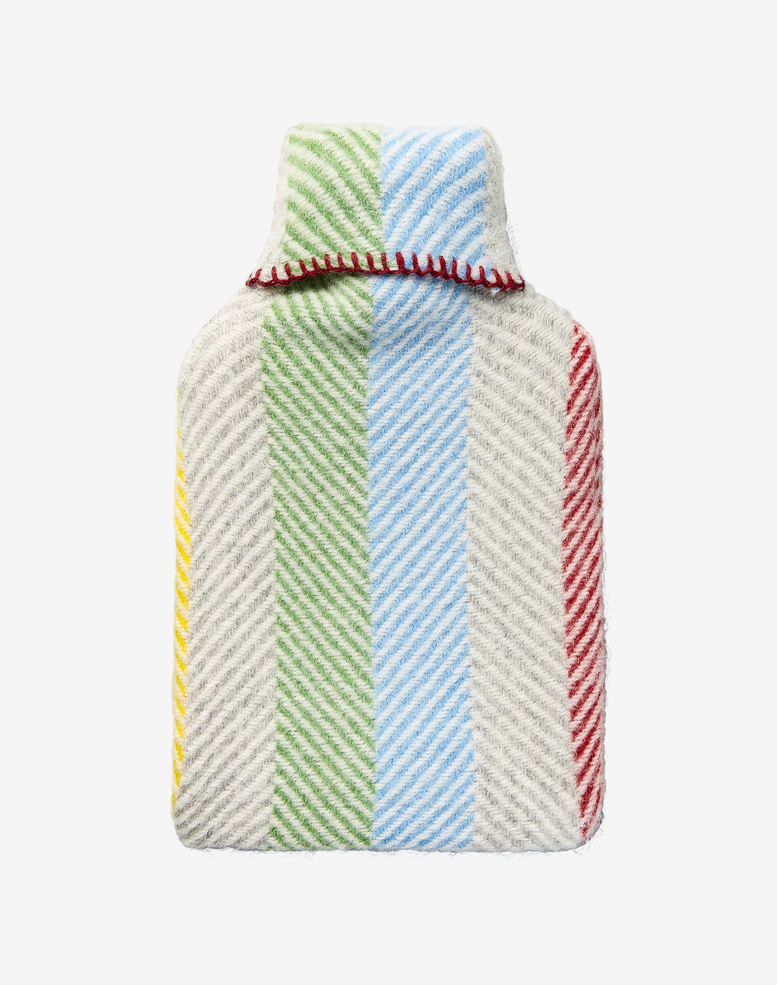 Wool Stripe Hot Water Bottle Cover in Rainbow Stripe | Brora
