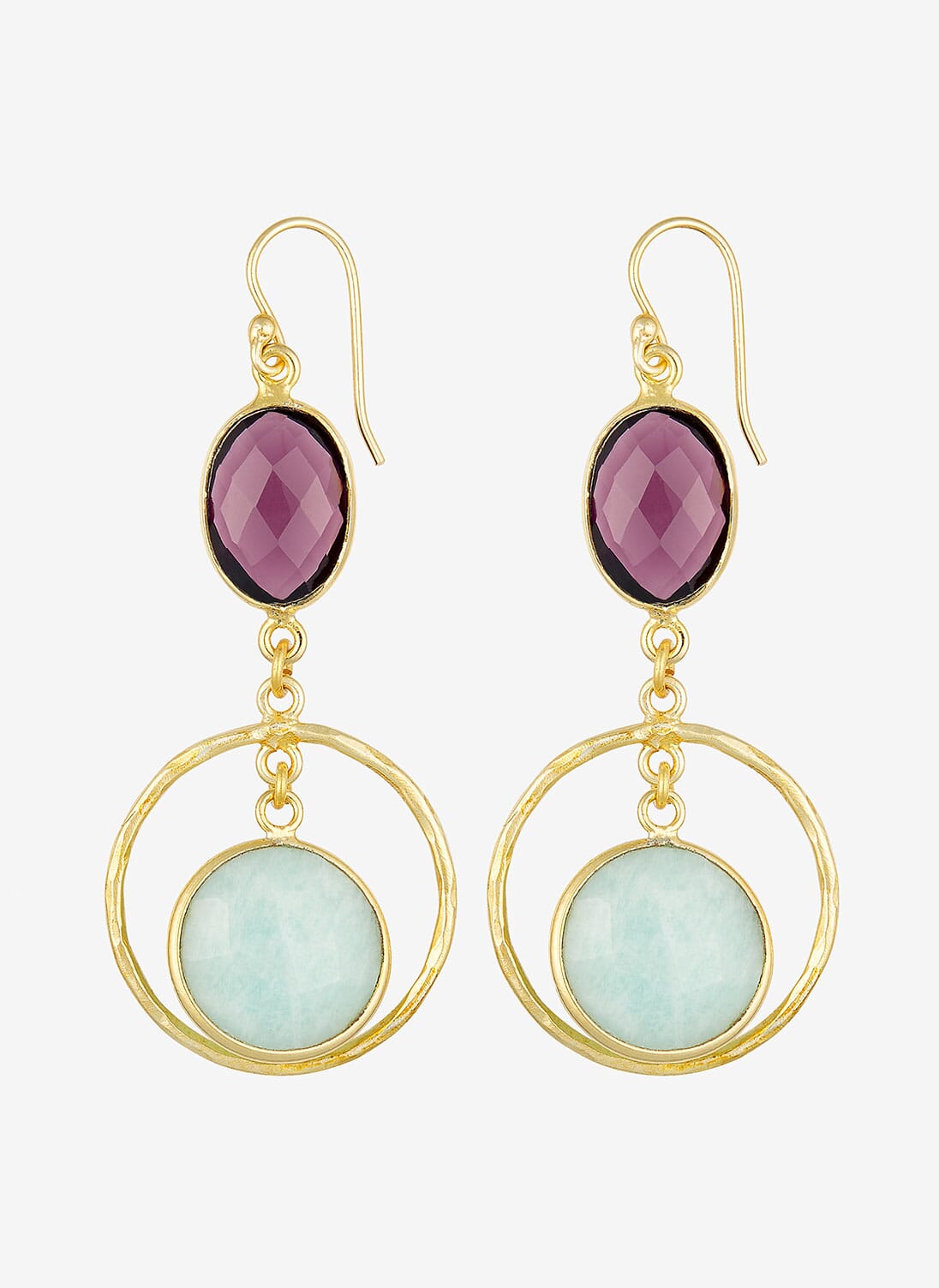 Amethyst & Sea Holly Amethyst & Amazonite Gold Earrings | Women's ...