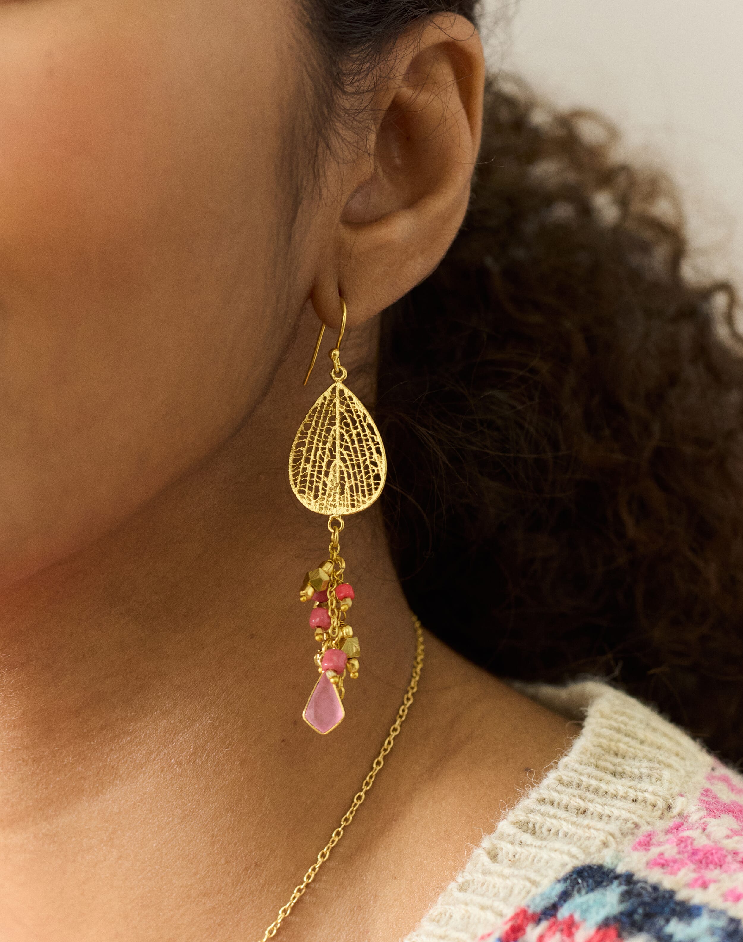 Gold & Petal Cluster Bead Earrings | Women's Accessories | Brora