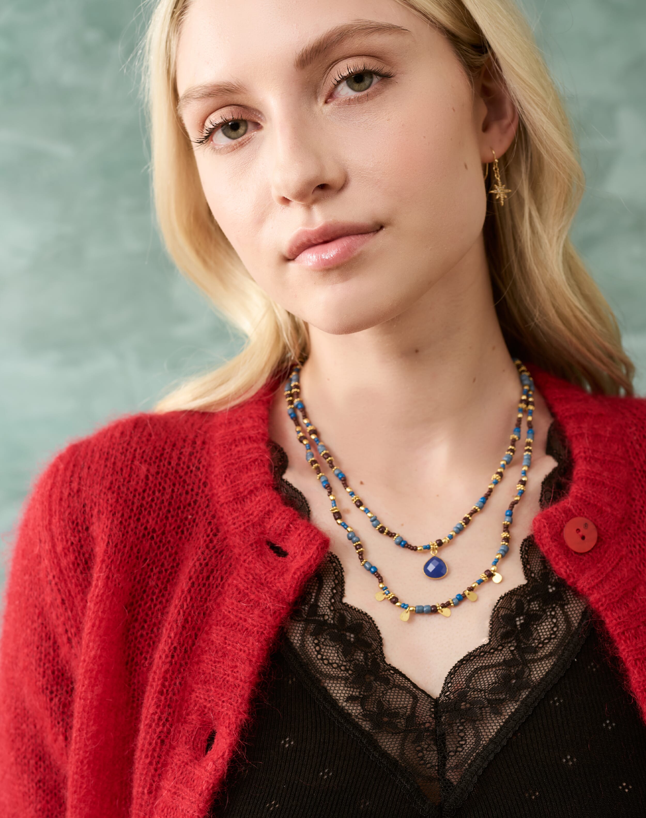 Gold & Lapis Double Strand Necklace | Accessories | Brora Sale