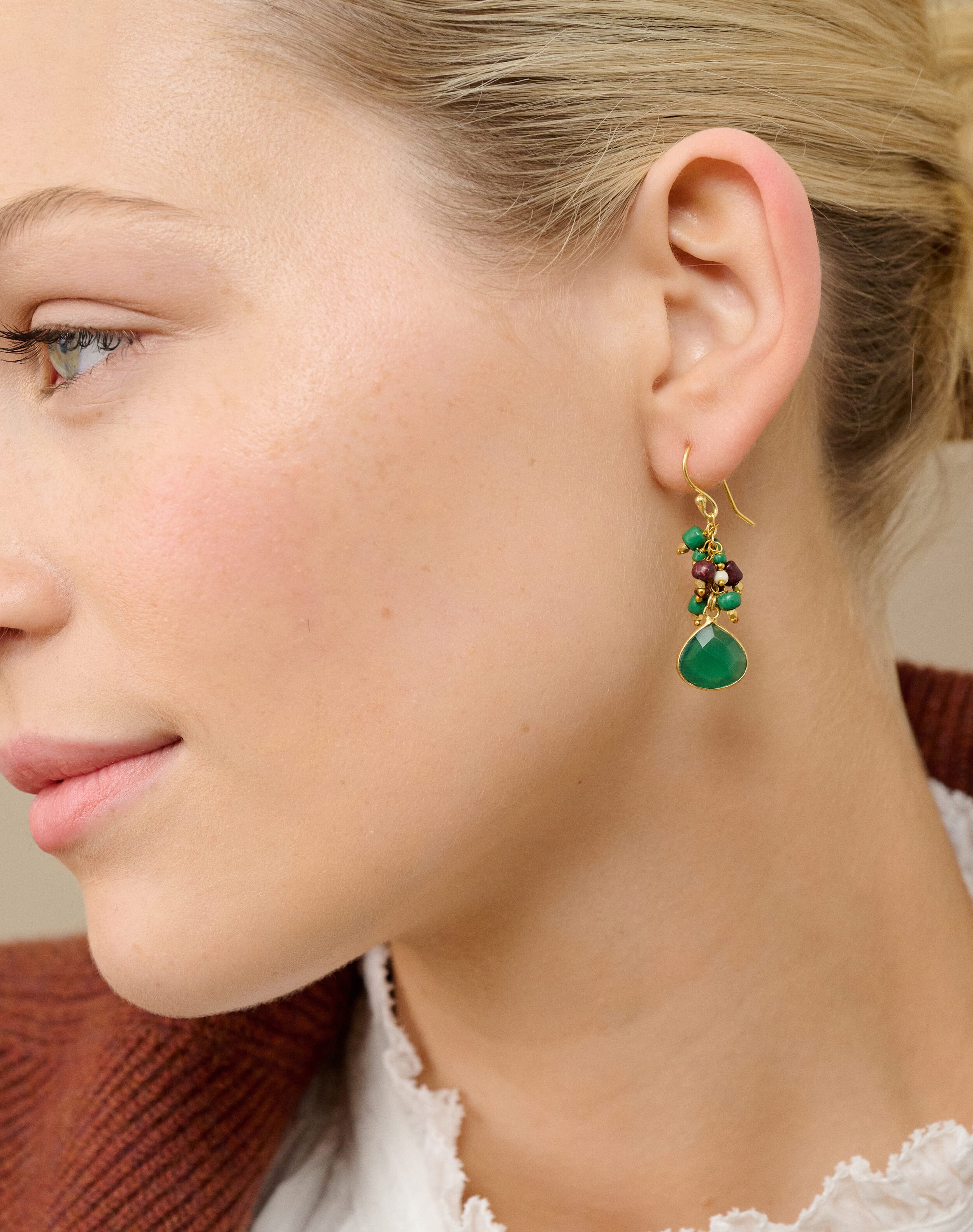 Cluster Beads Agate Pendant Earrings | Brora Clearance