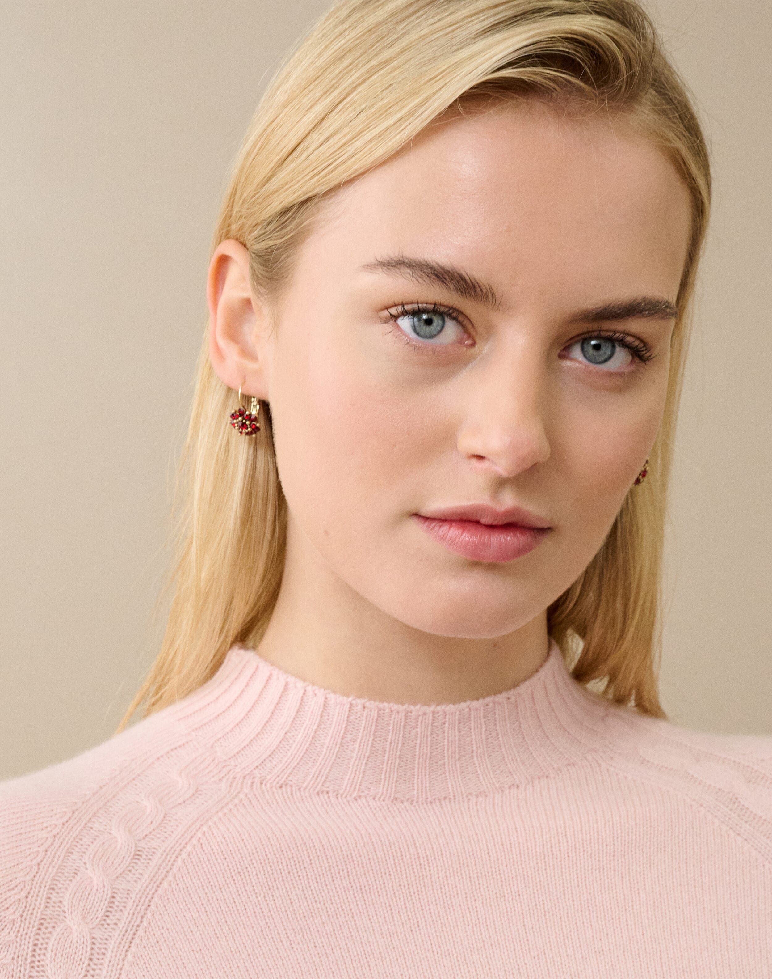 Ruby Crystal Flower Drop Earrings | Jewellery | Brora Clearance