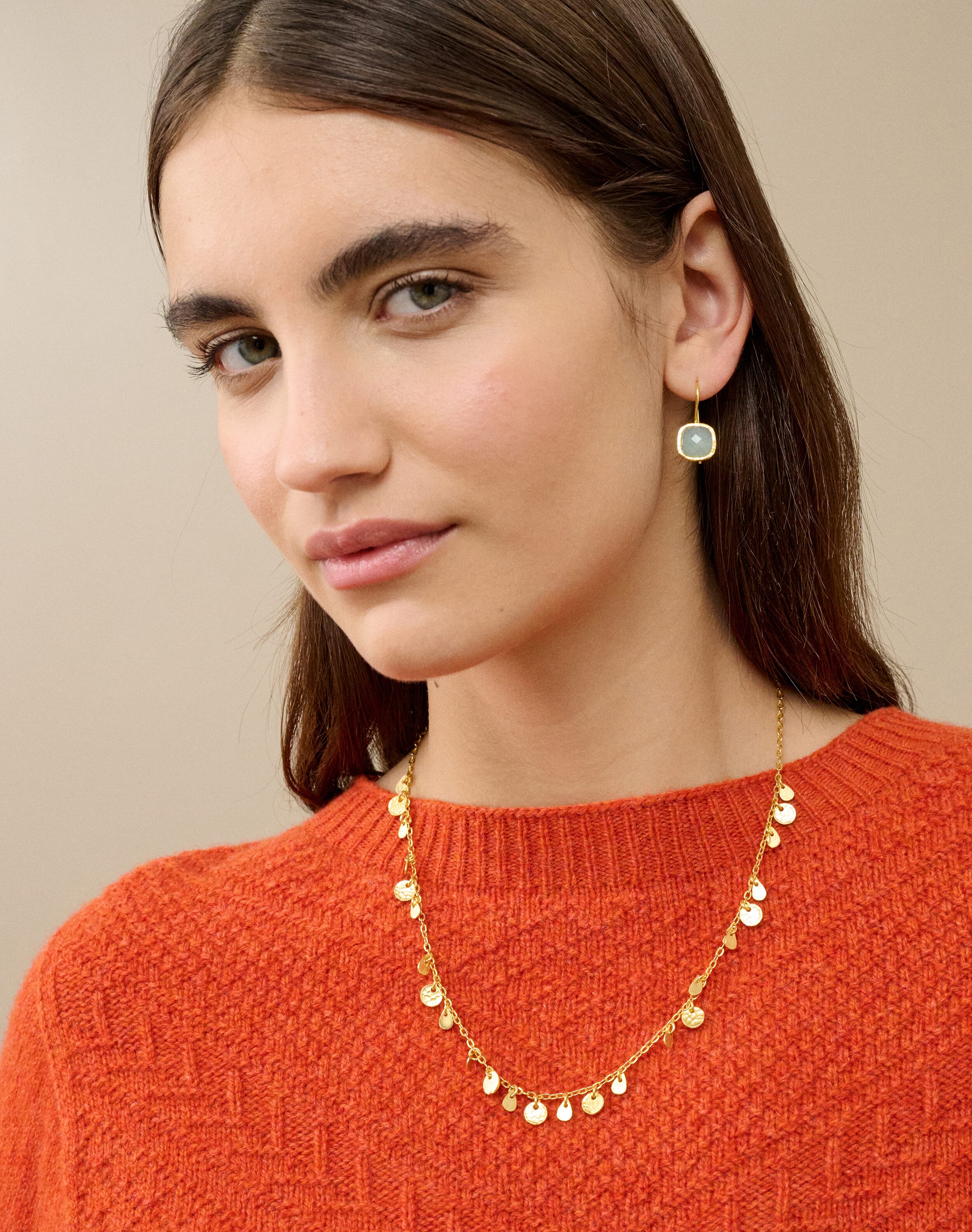 Gold Hammered Discs Necklace | Brora Clearance | Jewellery