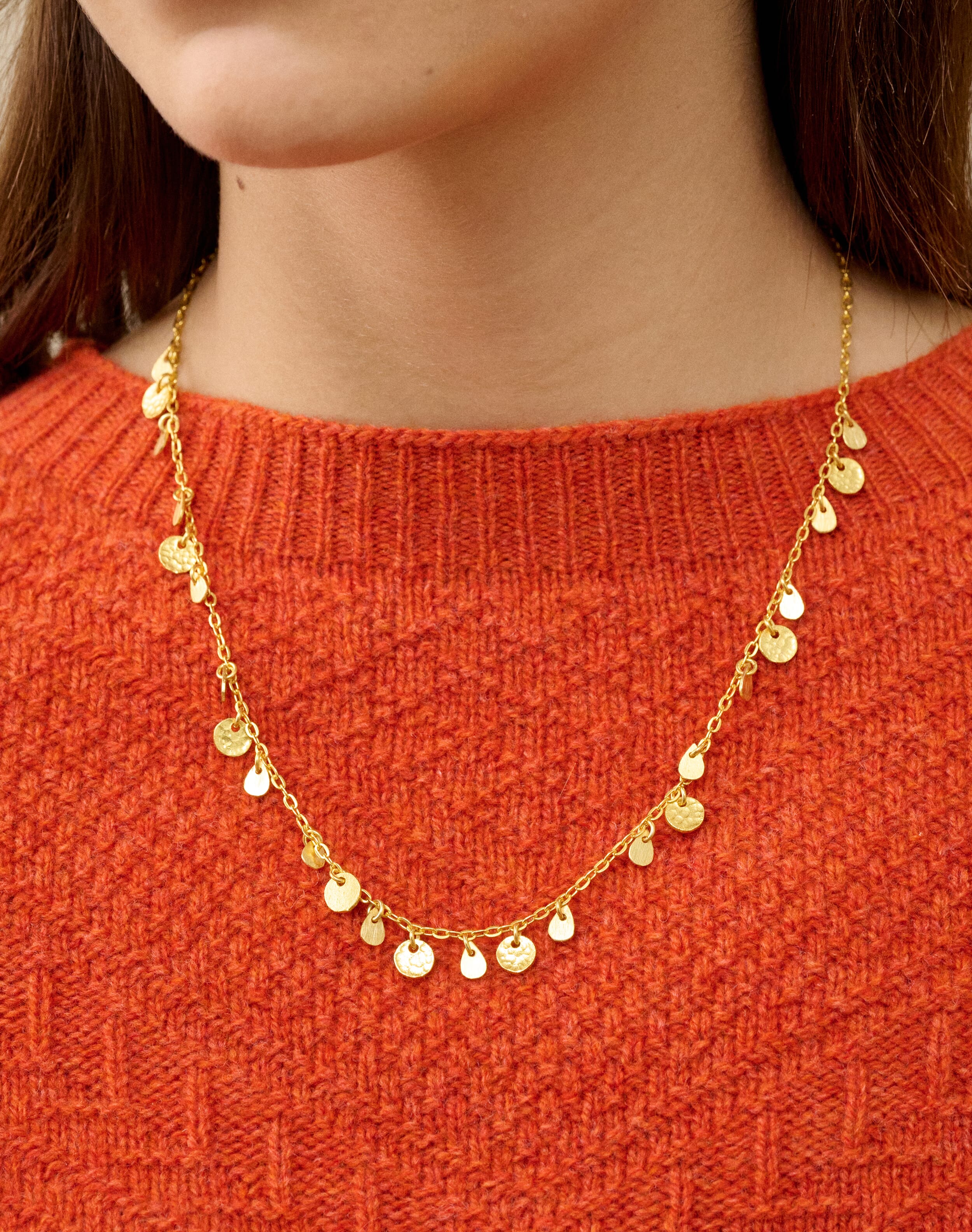 Gold Hammered Discs Necklace | Brora Clearance | Jewellery