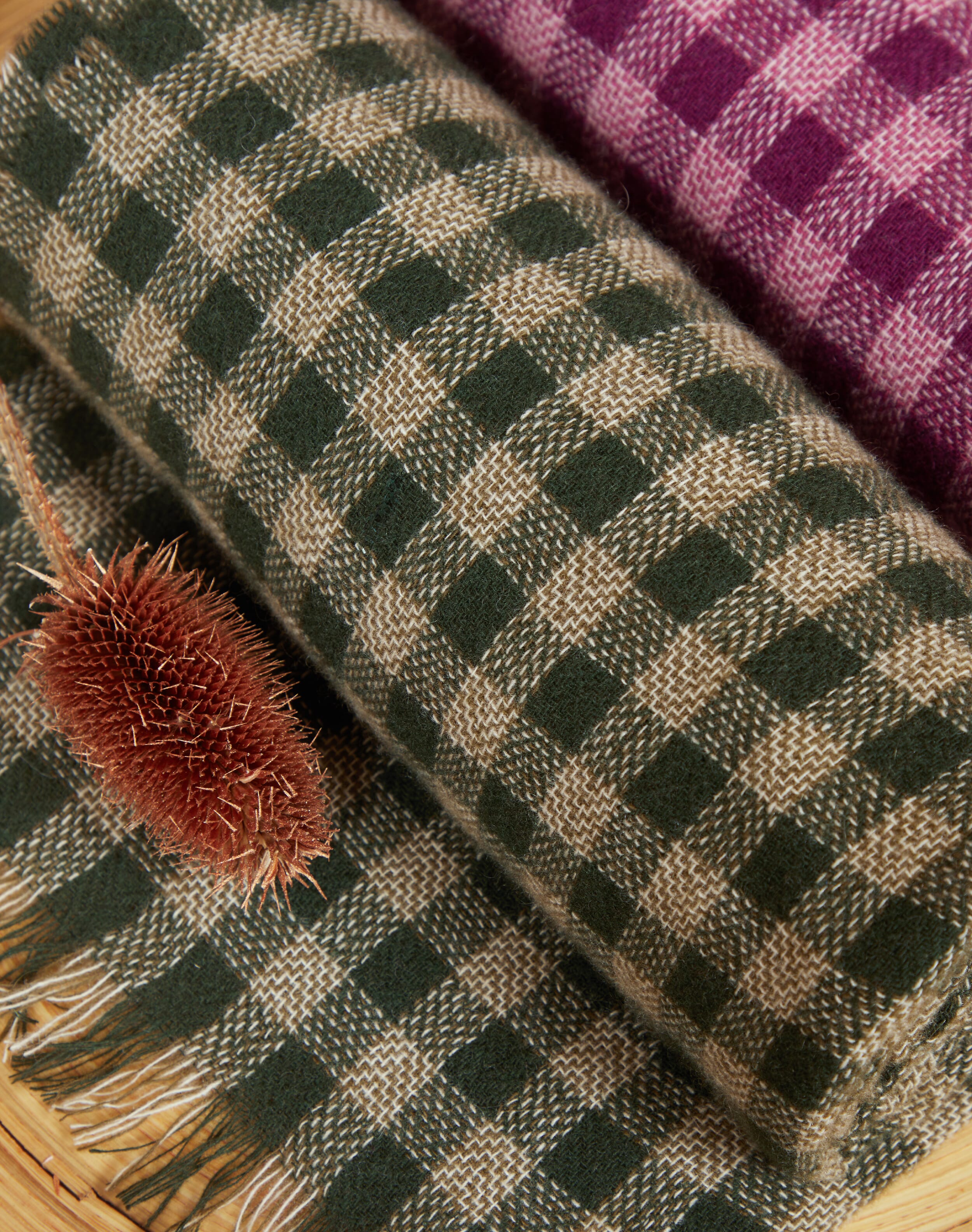 Green Cashmere Gingham Scarf | Accessories | Brora Fashion