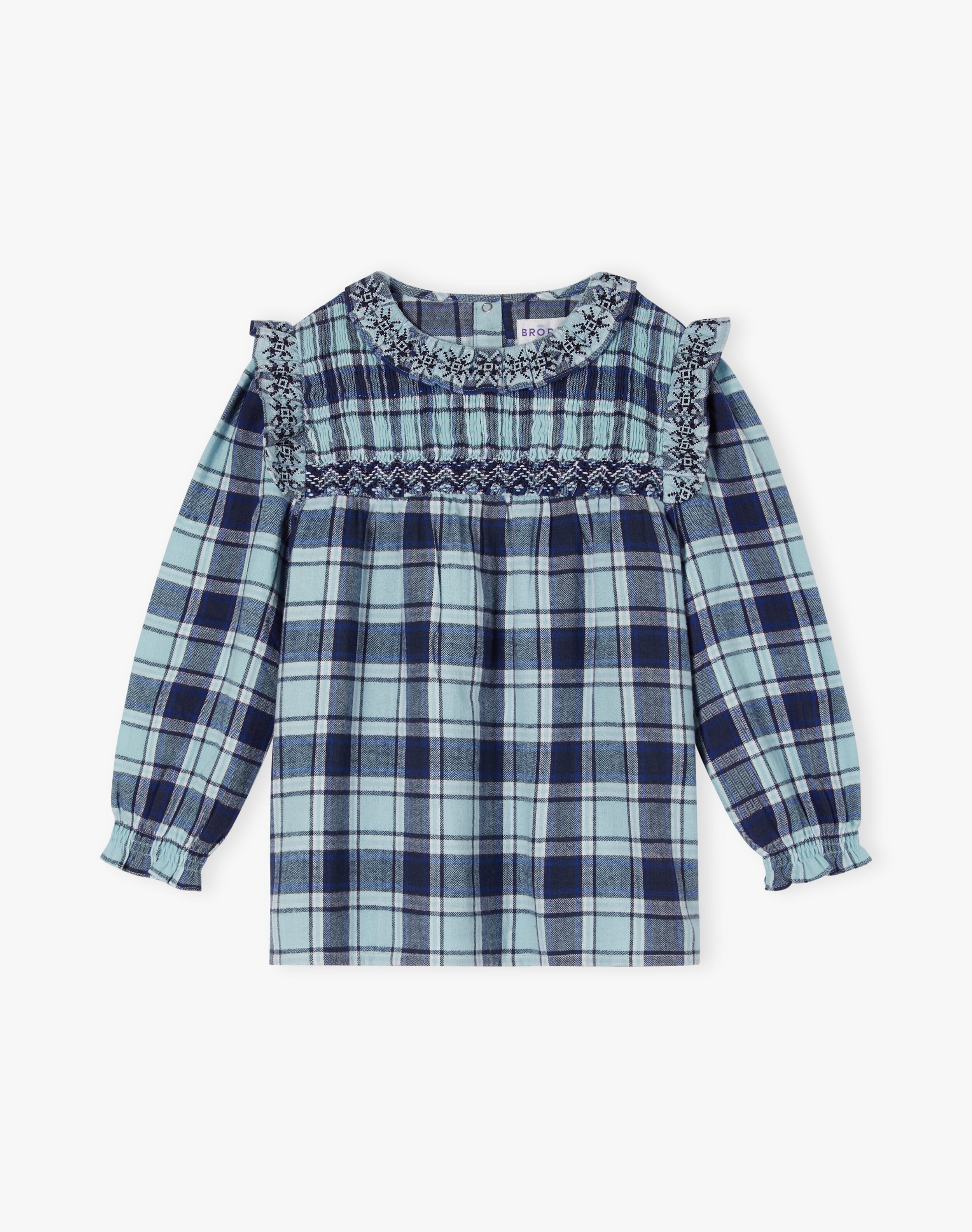Blue Brushed Cotton Check Blouse | Children's | Brora Sale