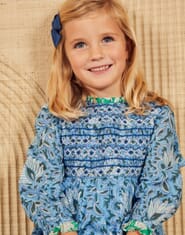 Liberty Print Silk Peter Pan Blouse In Aqua Meadow Shirts Brora