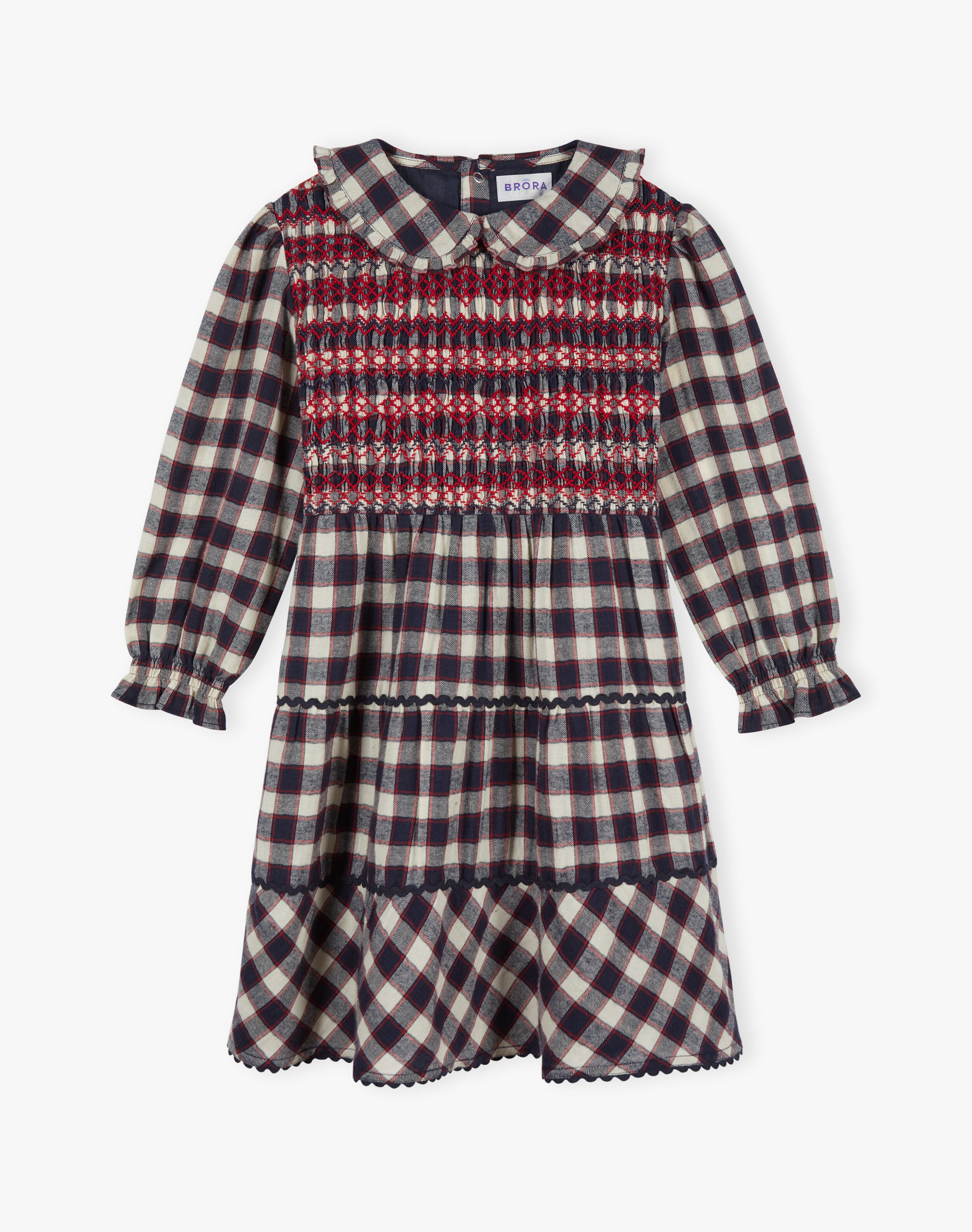 Navy Brushed Cotton Smocked Dress |Children's | Brora Sale