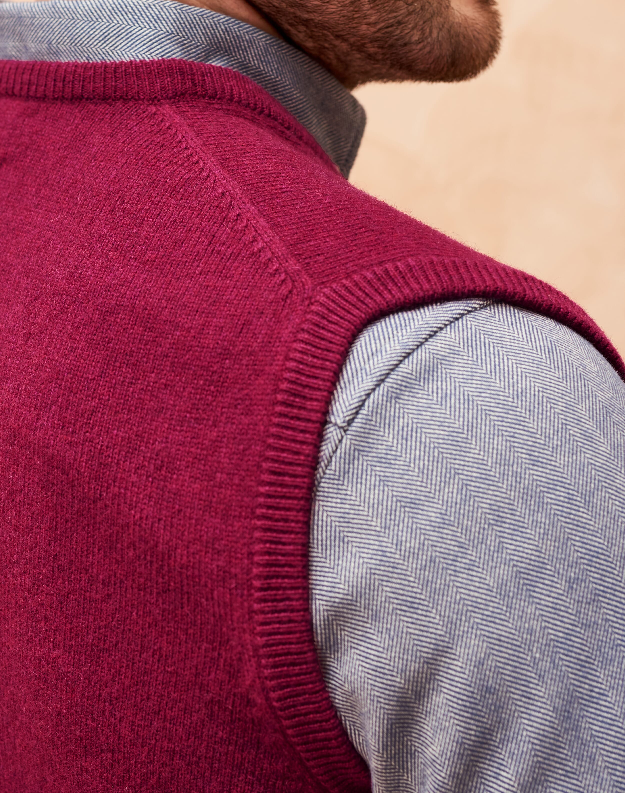Red Cashmere Sleeveless Jumper | Men's Tops | Brora Fashion