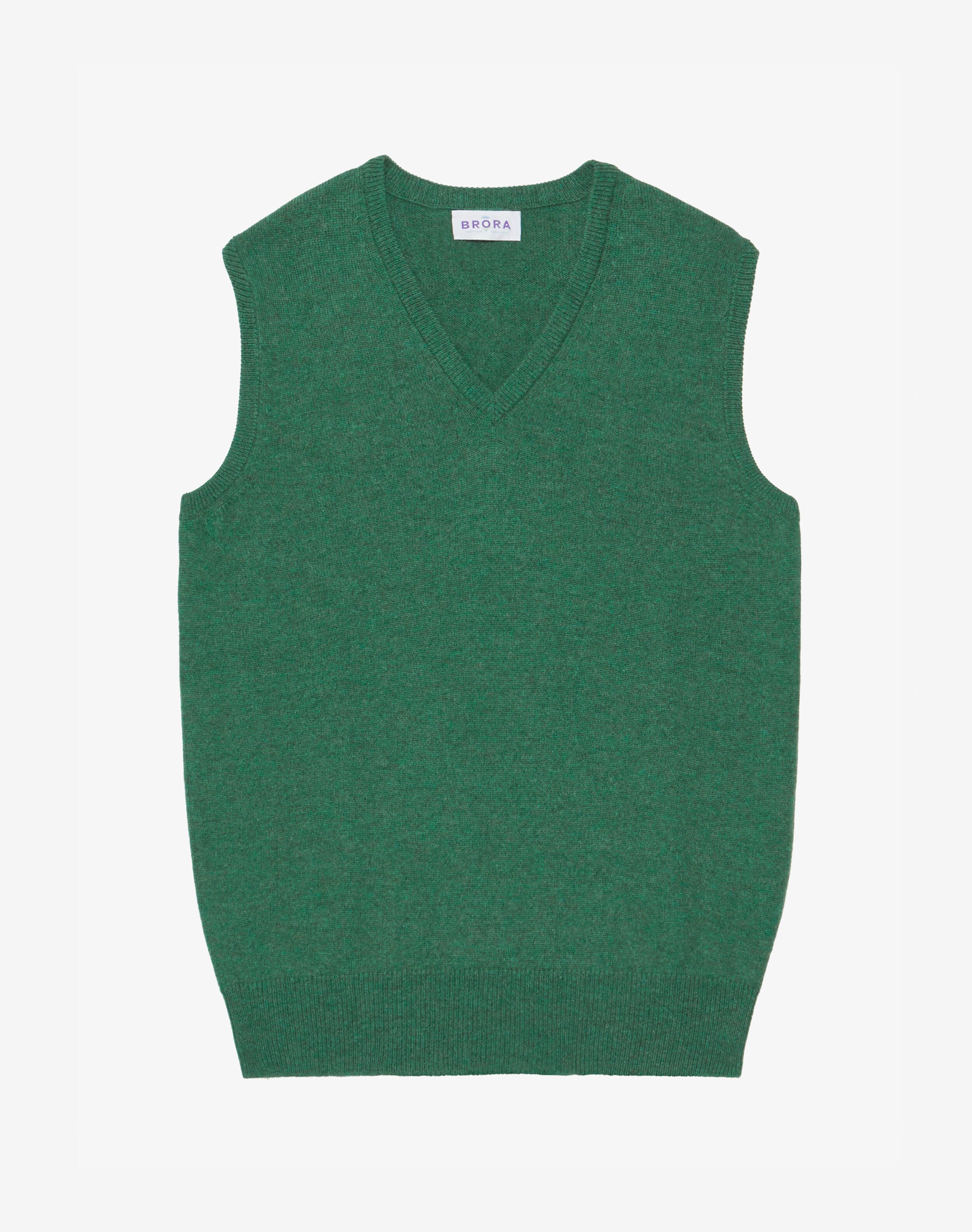 Green Cashmere Sleeveless Jumper | Men's Tops | Brora Fashion