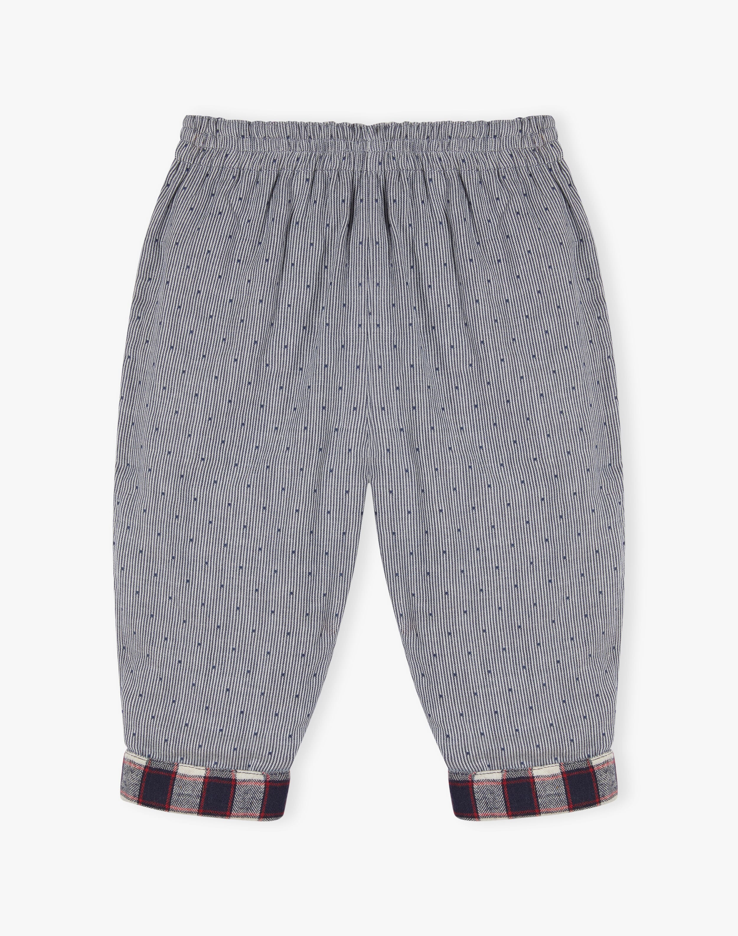 Navy Brushed Cotton Check Trousers | Children's | Brora Fashion