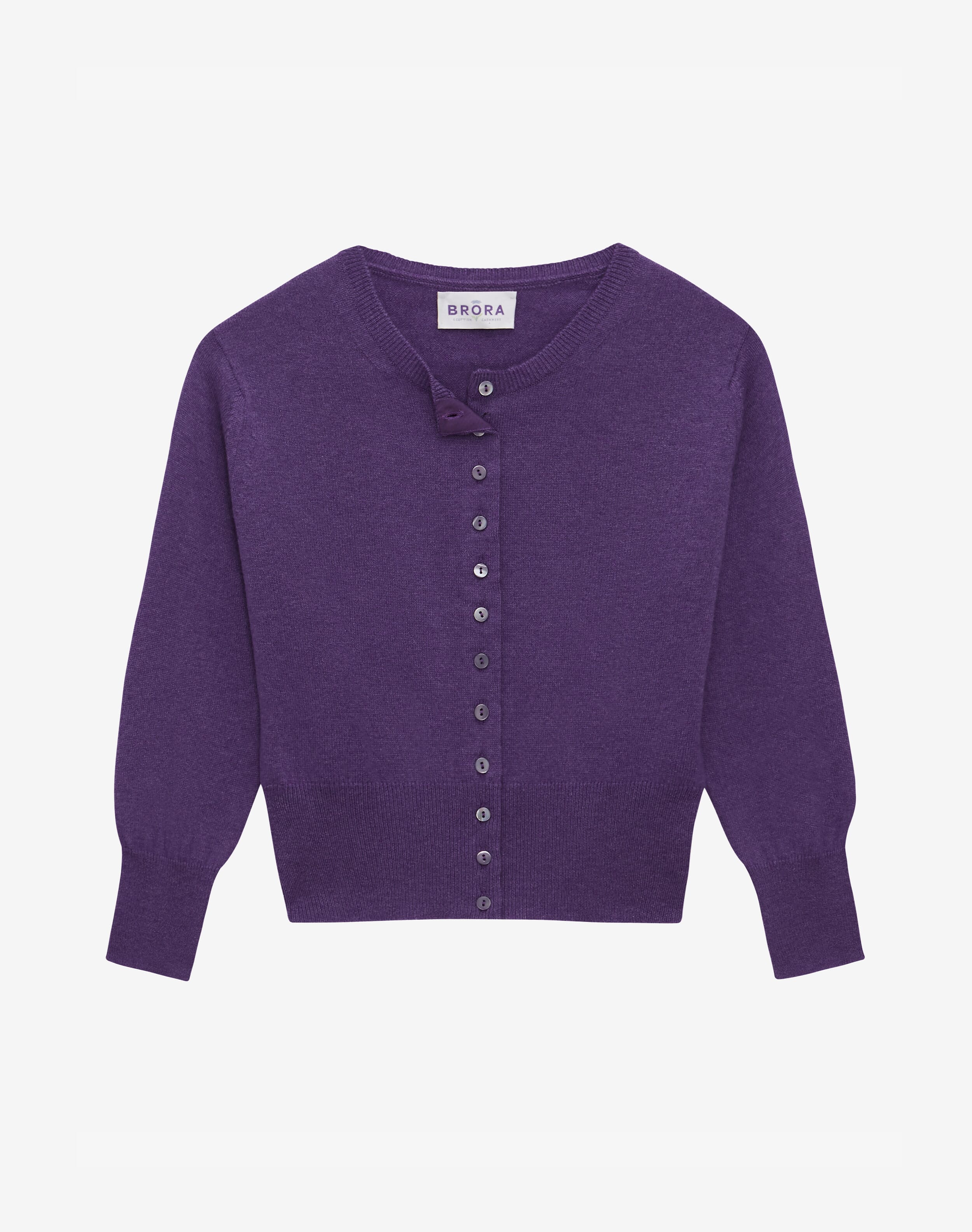 Cashmere Cropped Cardigan in Violet | Women's Knitwear | Brora