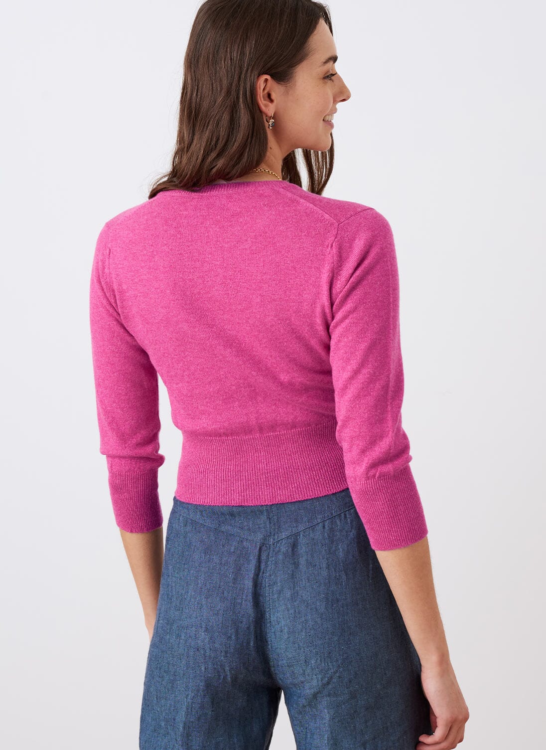 Fuchsia Cashmere Cropped Cardigan | Women's Cardigans | Brora