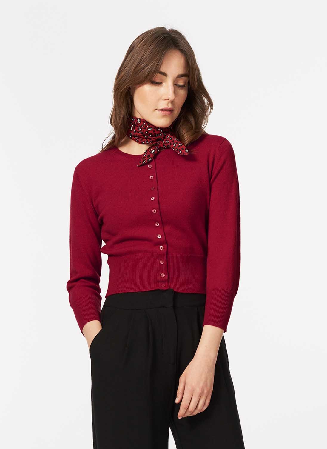 Chilli Cashmere Cropped Cardigan | Women's Knitwear | Brora