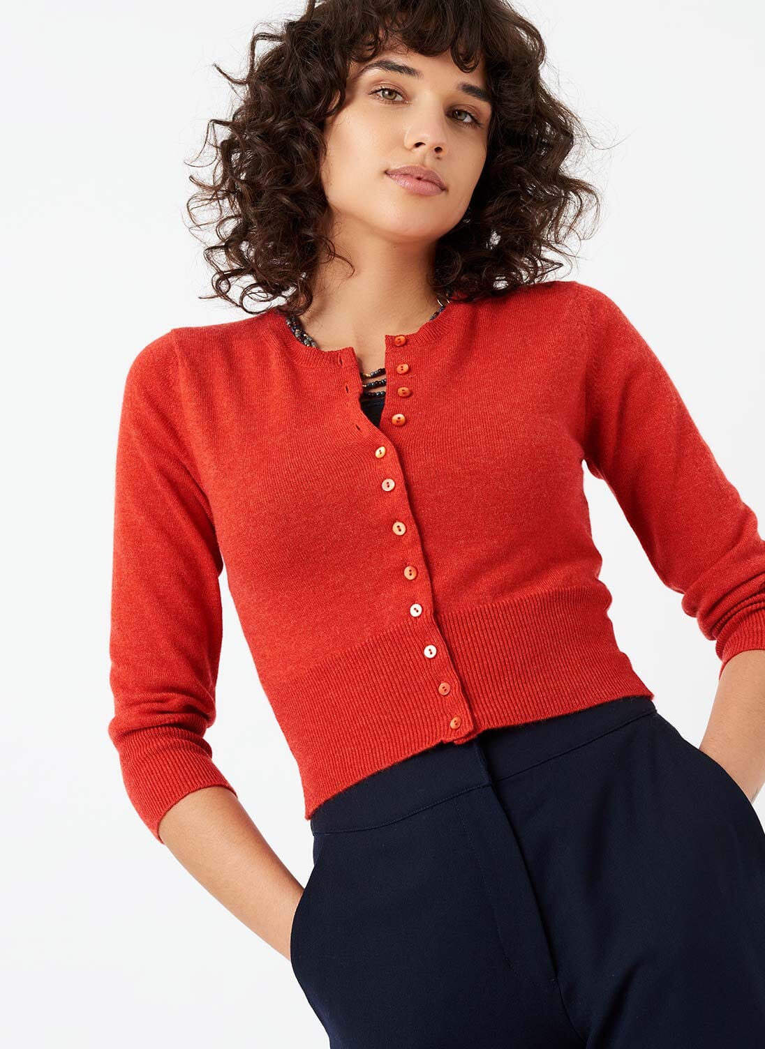 Pumpkin Cashmere Cropped Cardigan | Women's Cardigans | Brora