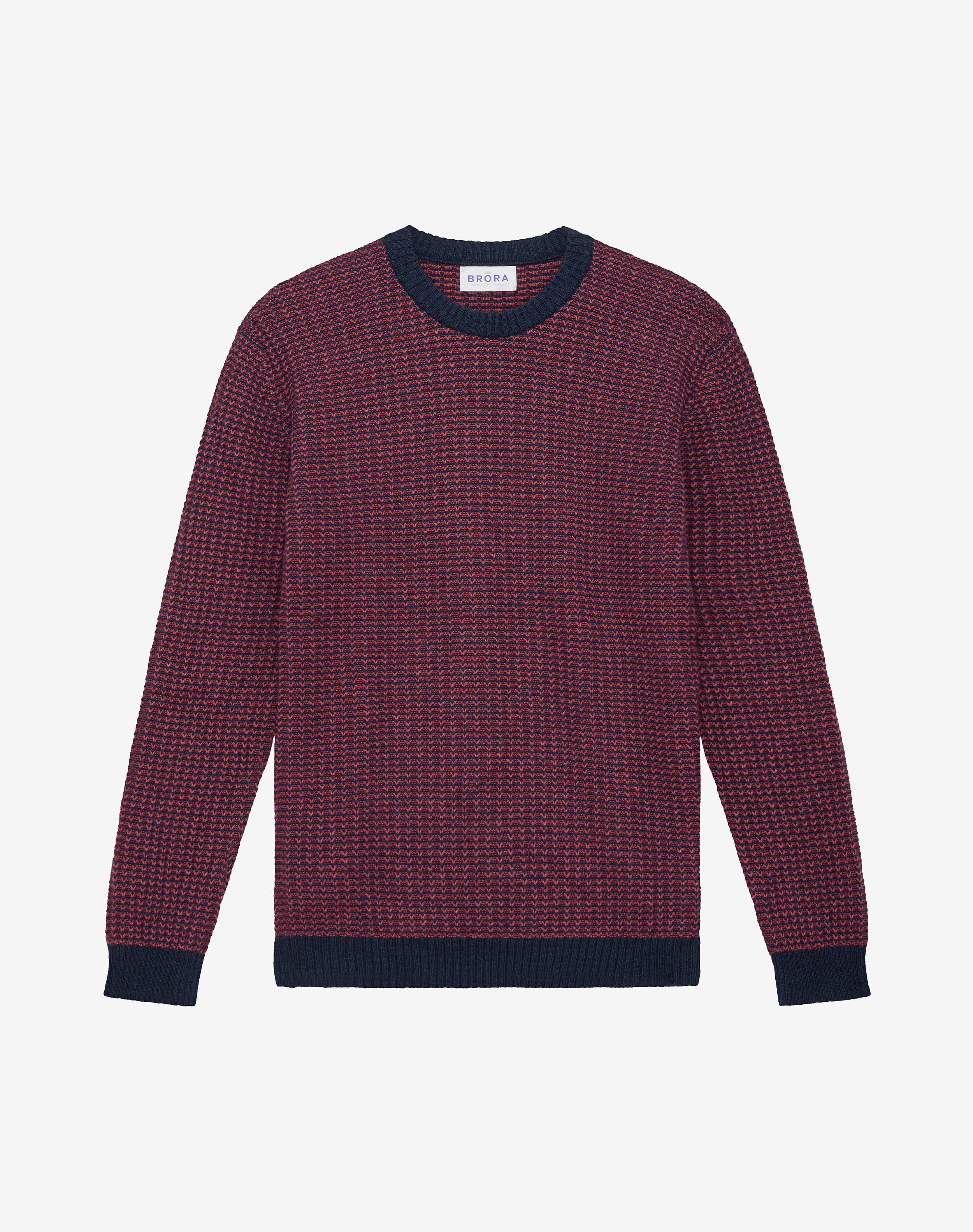 Navy & Pink Cashmere Two Tone Jumper | Men's Jumpers | Brora Fashion