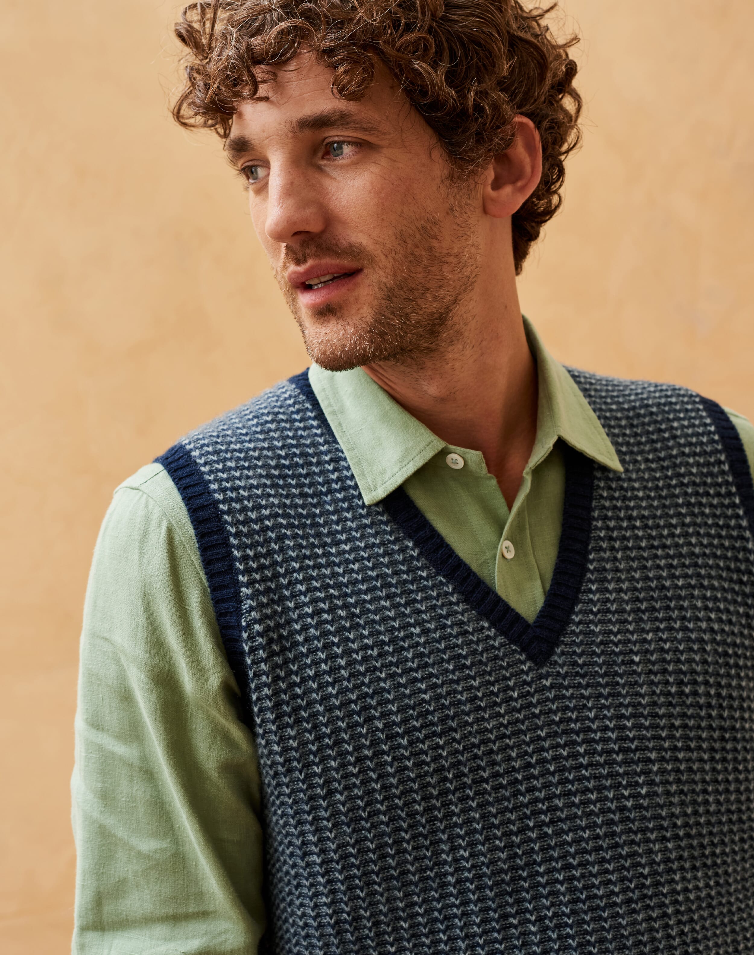 Navy Cashmere Textured Tank | Men's Tanks | Brora Fashion