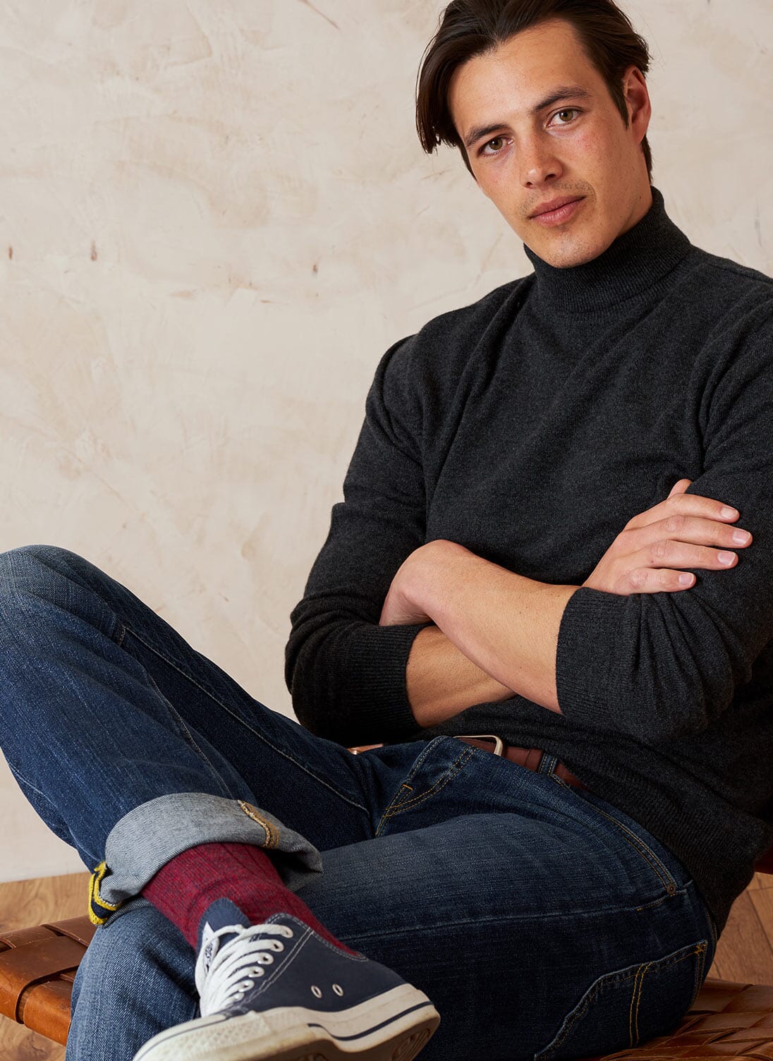 Carbon Cashmere Fine Polo Neck | Men's Polo Necks | Brora