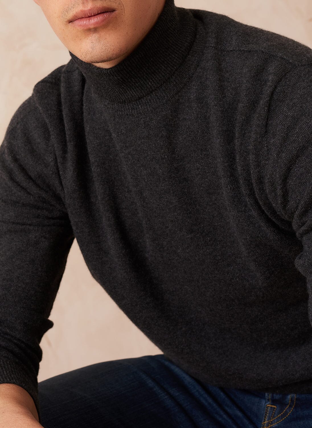 Carbon Cashmere Fine Polo Neck | Men's Polo Necks | Brora