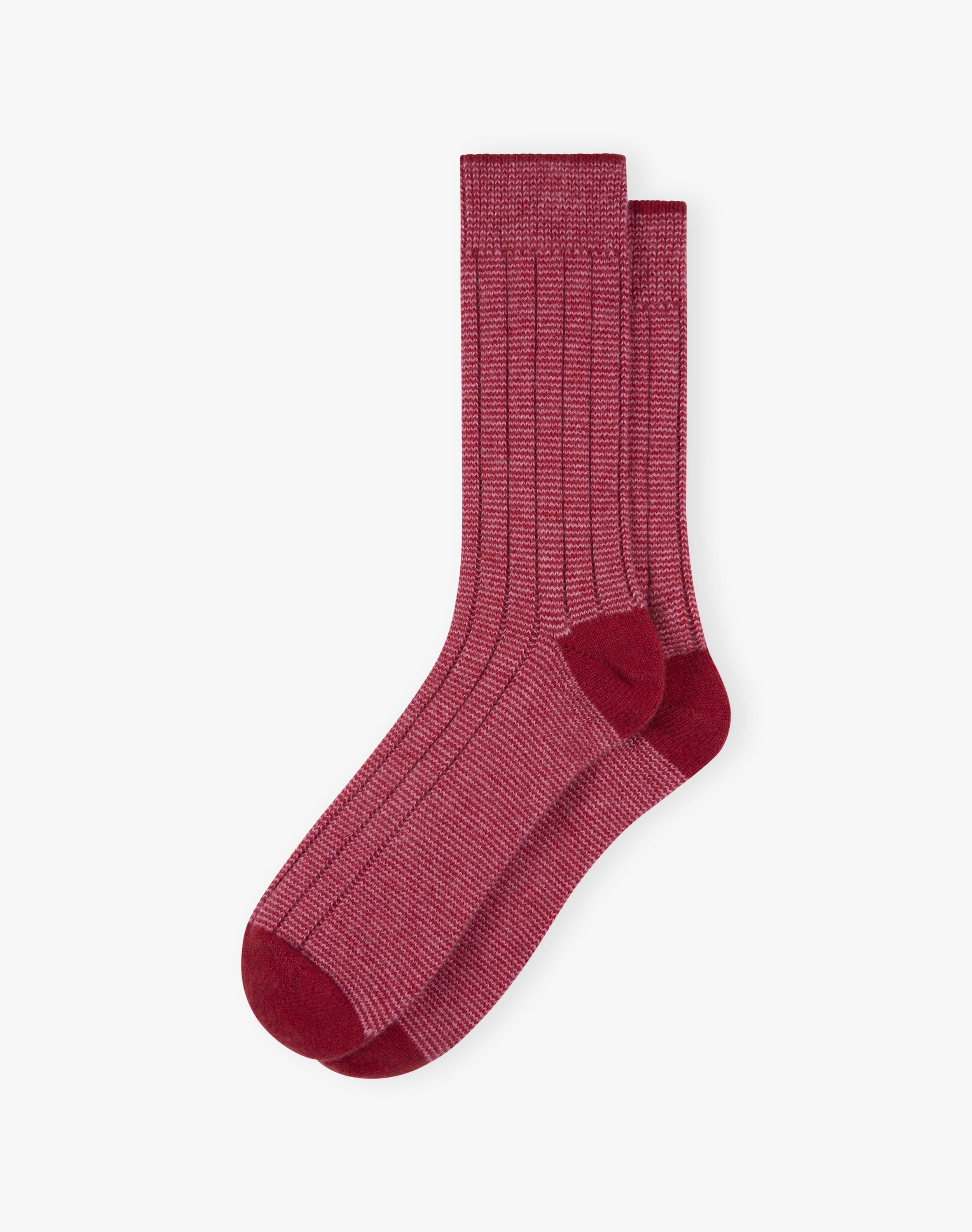 Women's Scottish Cashmere Stripy Socks in Garnet & Peony