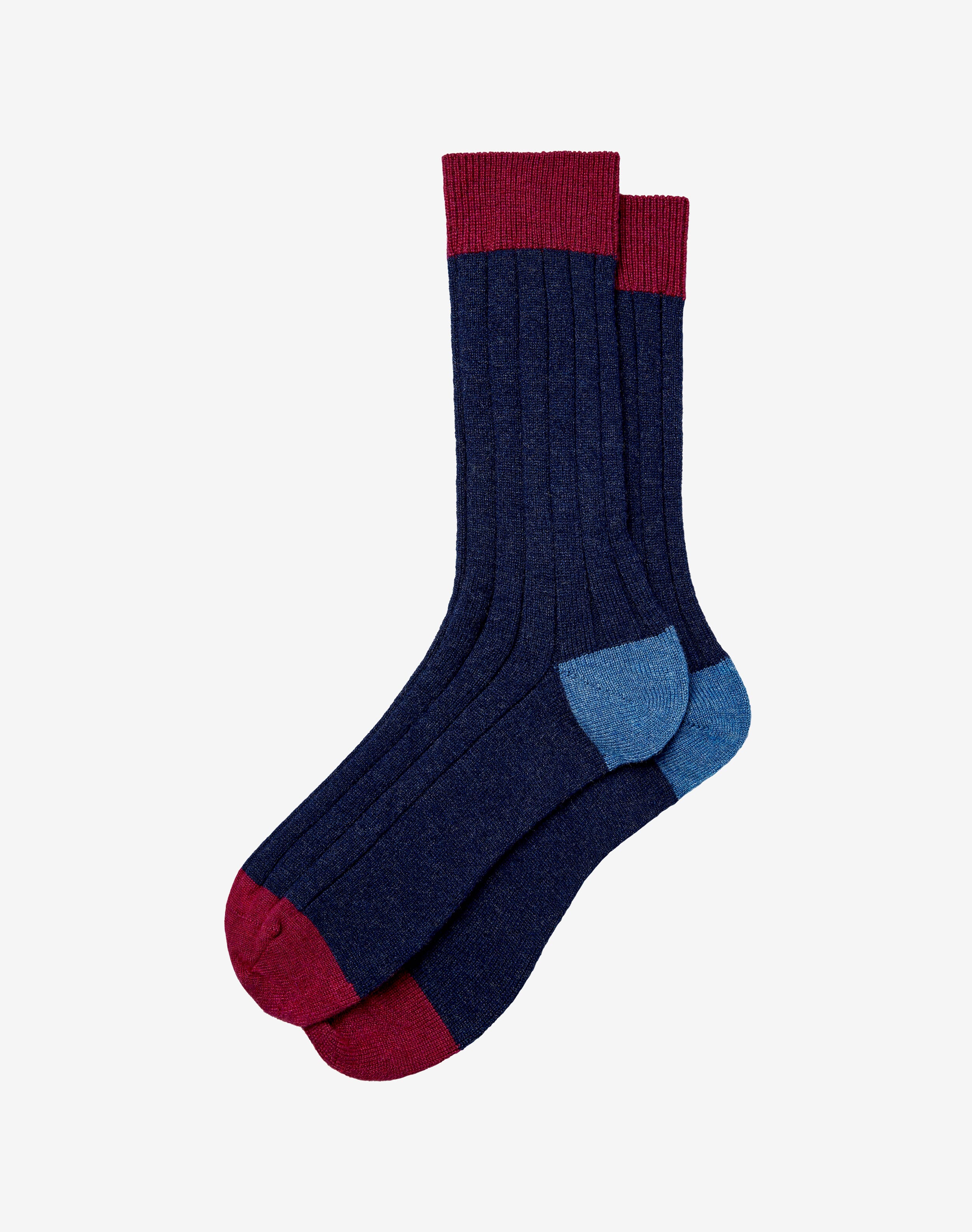 Navy Cashmere Patch Socks | Men's Accessories | Brora Fashion