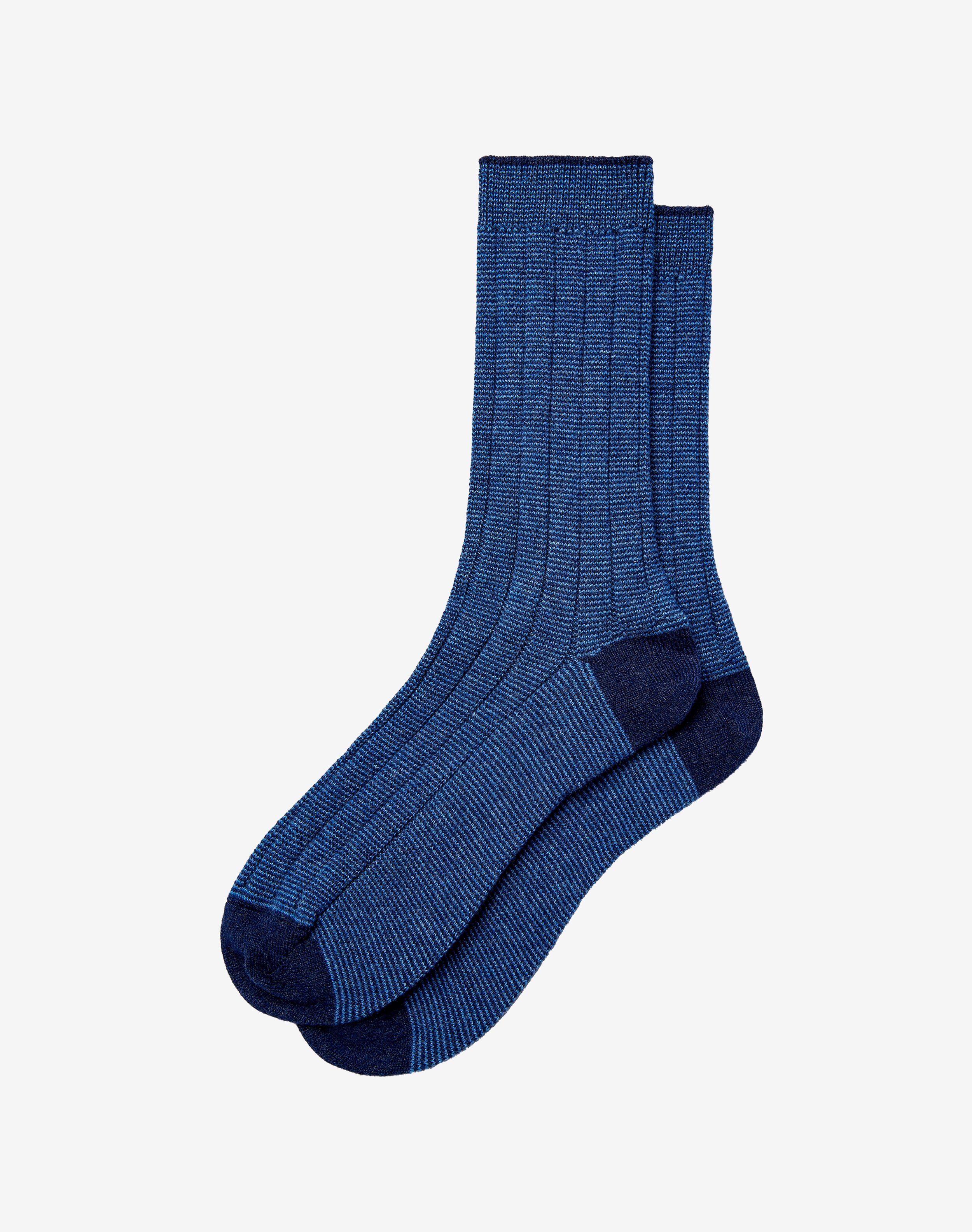 Men's Cashmere Stripy Socks in French Navy & Dusk | Brora