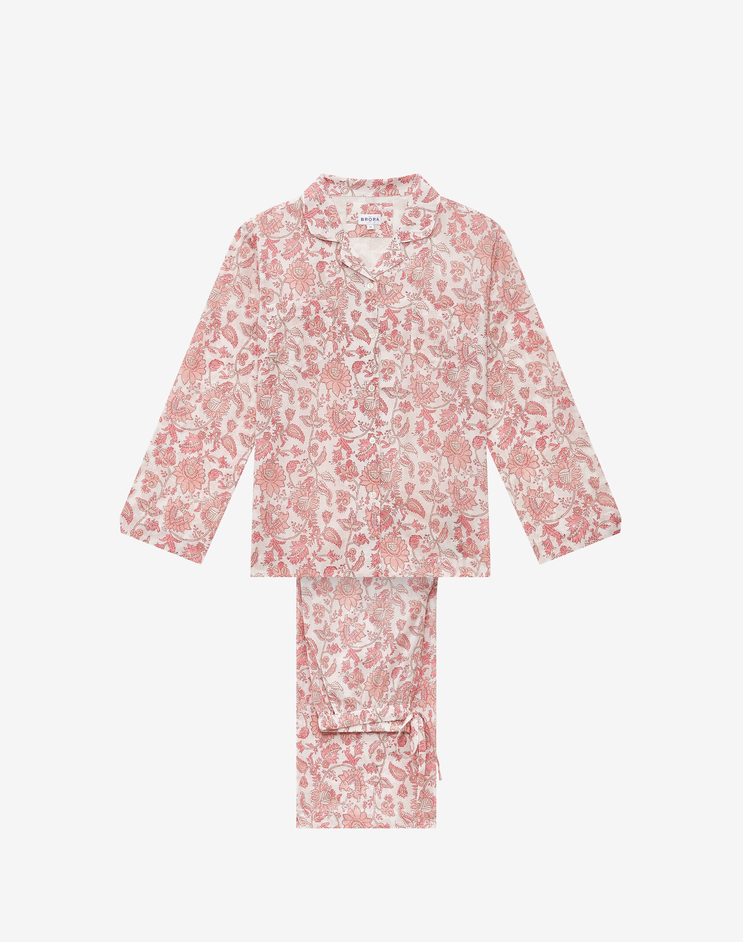 Organic Cotton Botanical Print Pyjamas in Rose | Nightwear | Brora