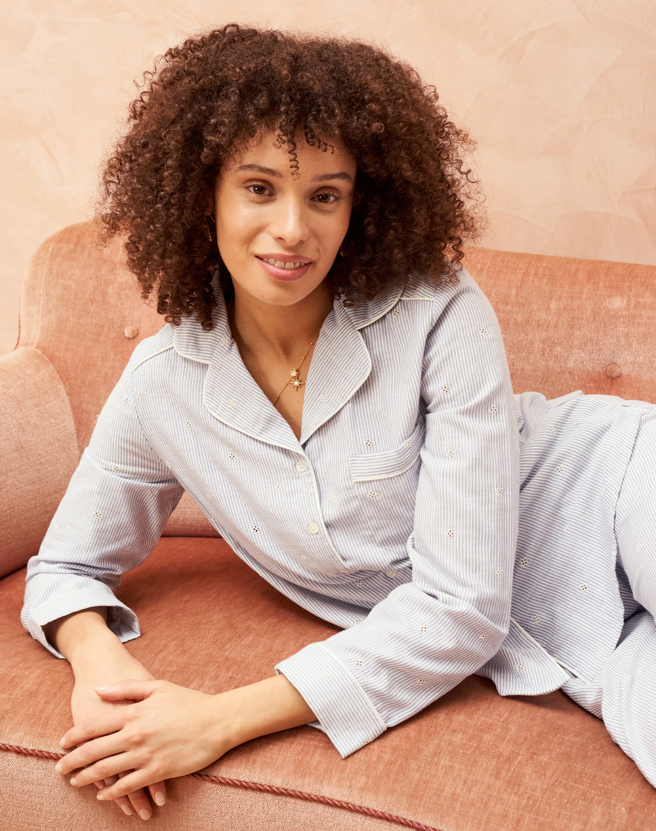 White Cotton Stripe Pyjamas | Women's Pyjamas | Brora Fashion