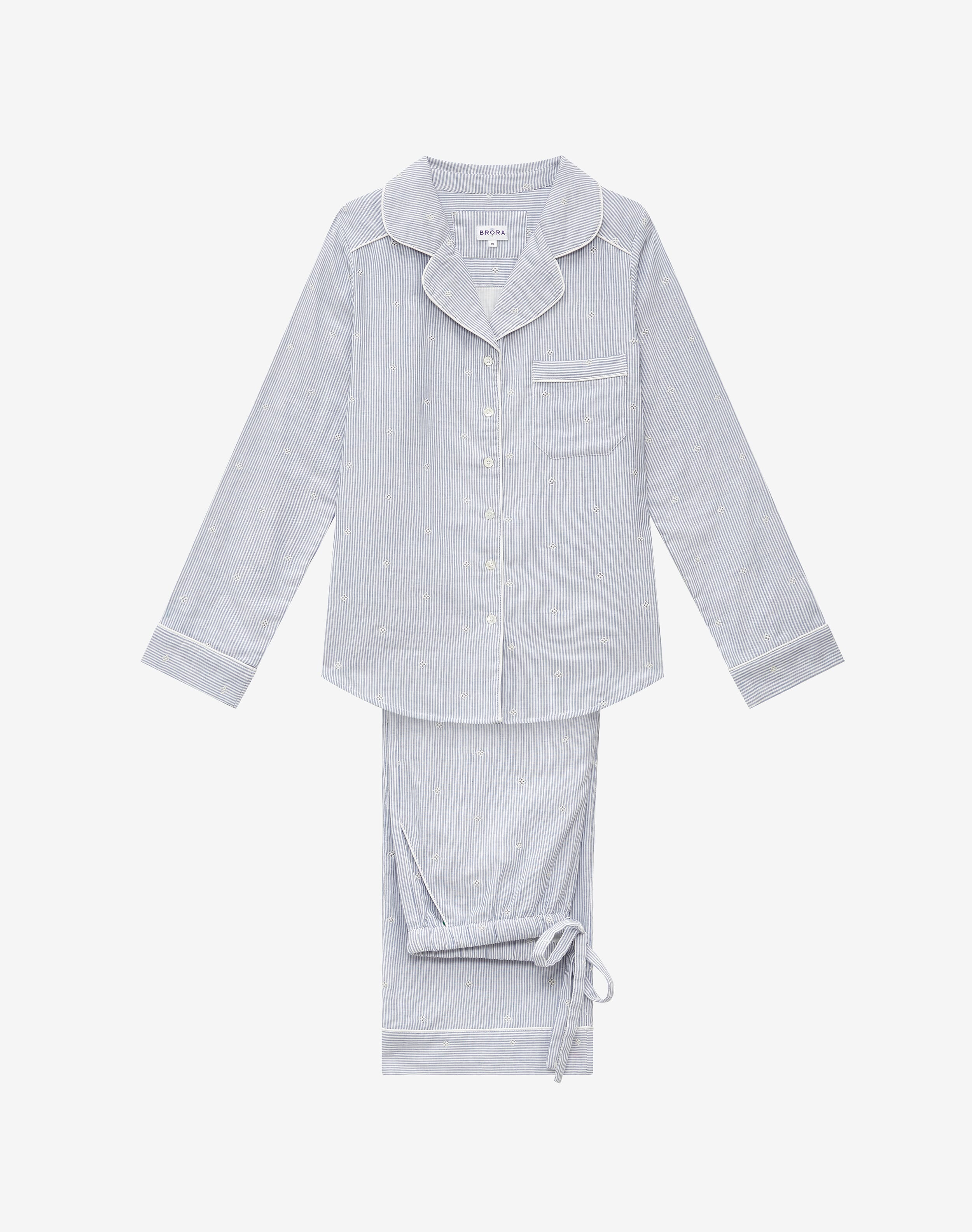 White Cotton Stripe Pyjamas | Women's Pyjamas | Brora Fashion